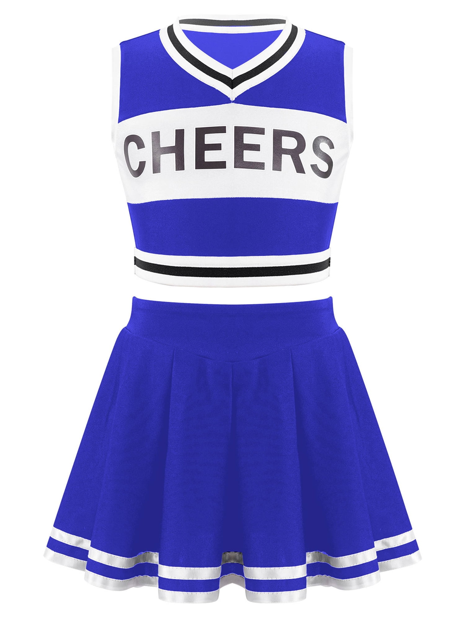 Yeahdor Kids Girls Cheers Printed Crop Top with Pleated Skirt Set for ...