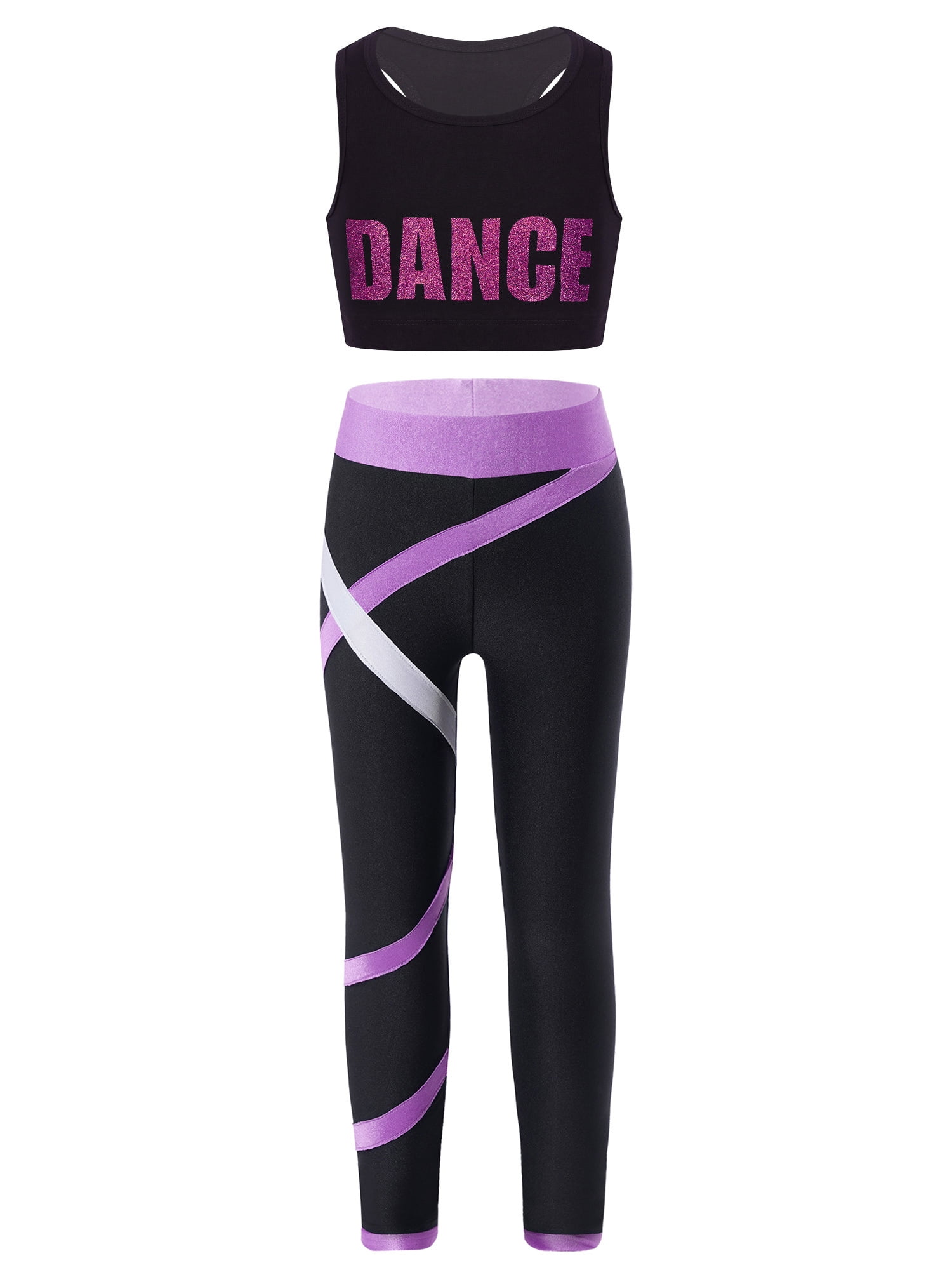 Yeahdor Kids Girls Dance Workout Set Gym Suit Sleeveless Letters Dance ...
