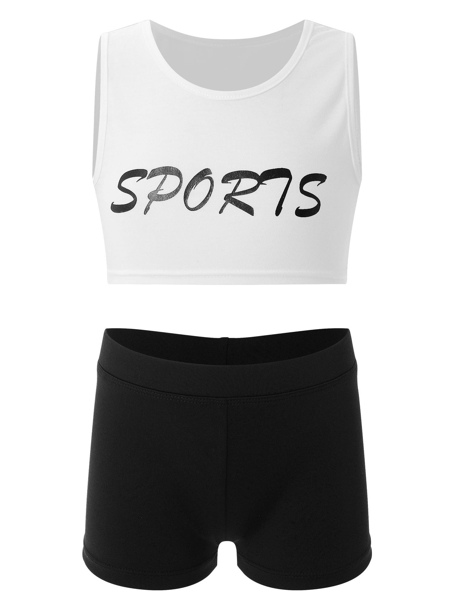 Yeahdor Kids Girls Gymnastic Crop Top with Athletic Shorts Set Girls ...