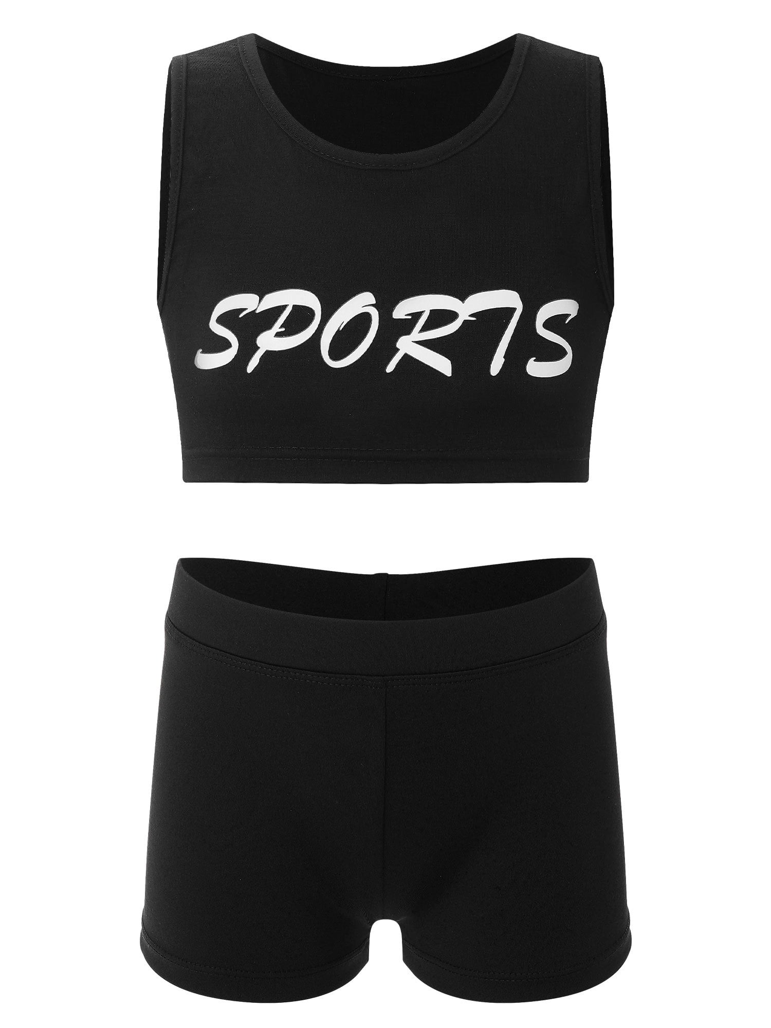 Yeahdor Kids Girls Gymnastic Crop Top with Athletic Shorts Set Girls ...