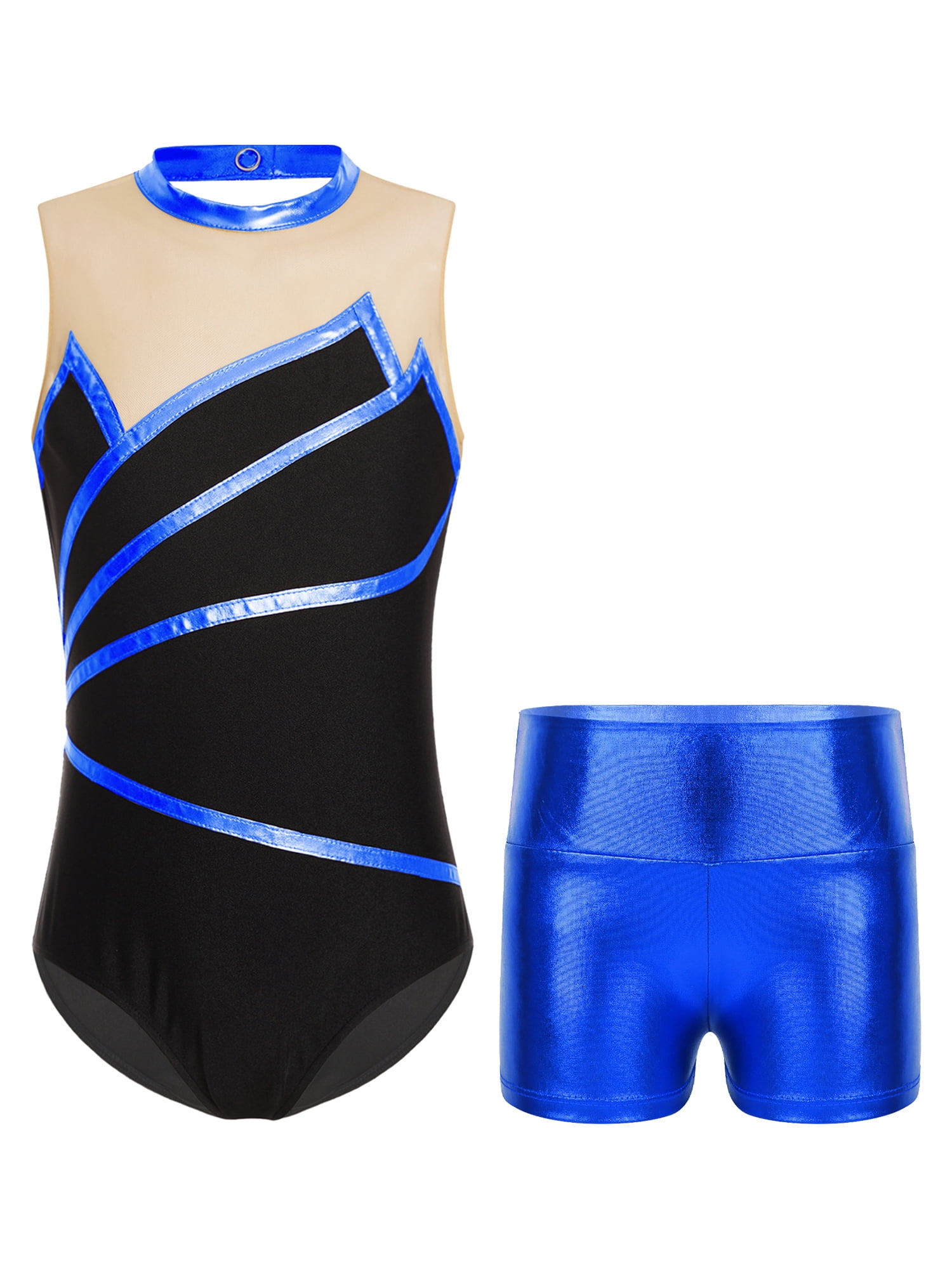 Yeahdor Kids Girls Gymnastics Dance Outfit Metallic Striped Leotard ...