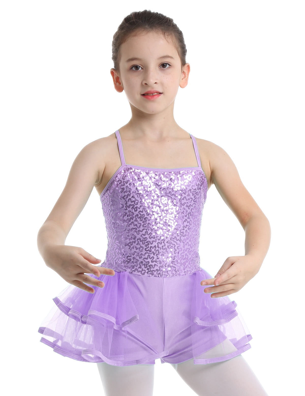 Yeahdor Kids Girls Modern Jazz Dance Jumpsuit Ballet Shiny Sequins Tutu ...