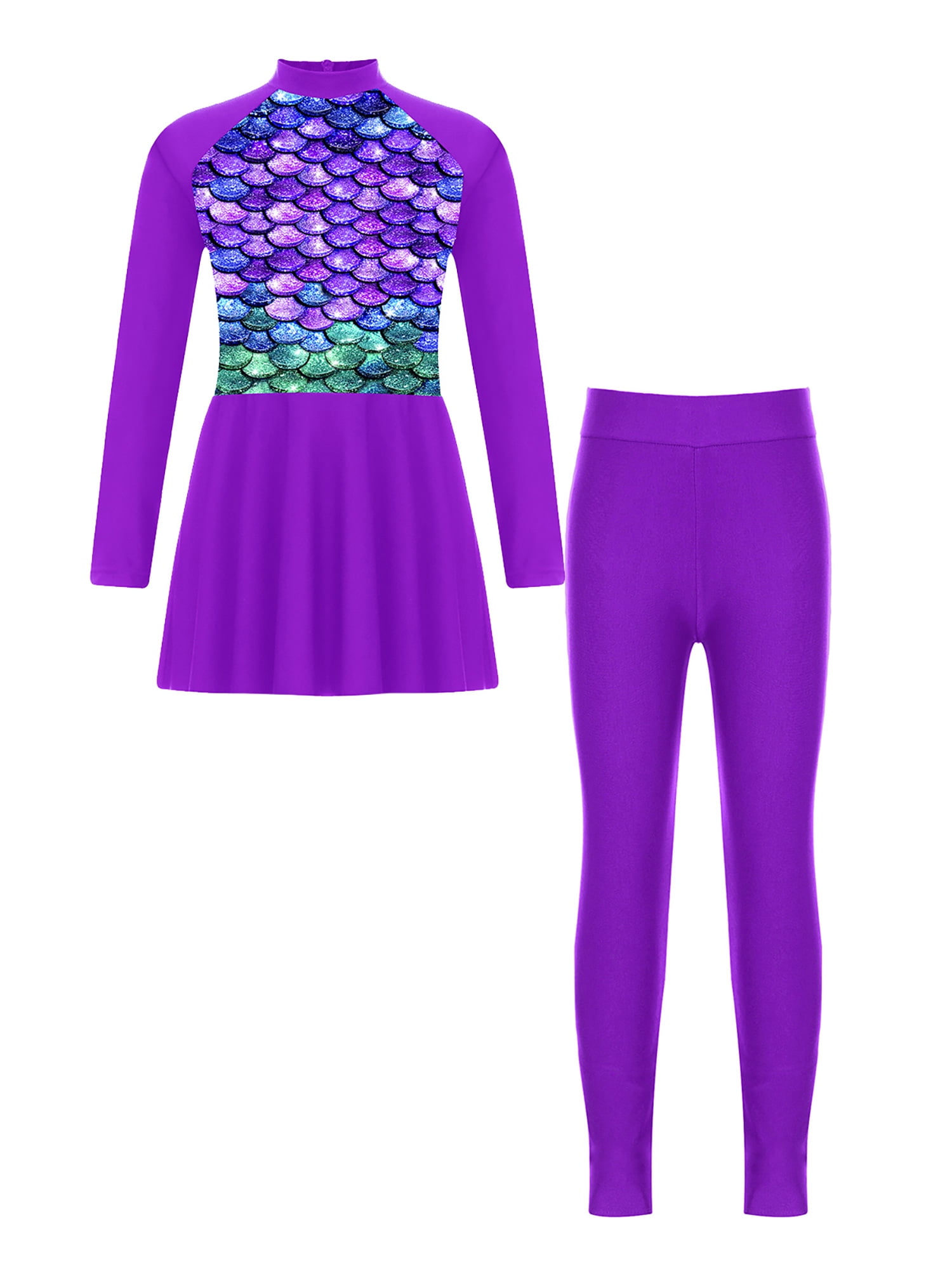 Yeahdor Kids Girls Modest Burkini Swimsuit Long Sleeve Full Cover Swim ...