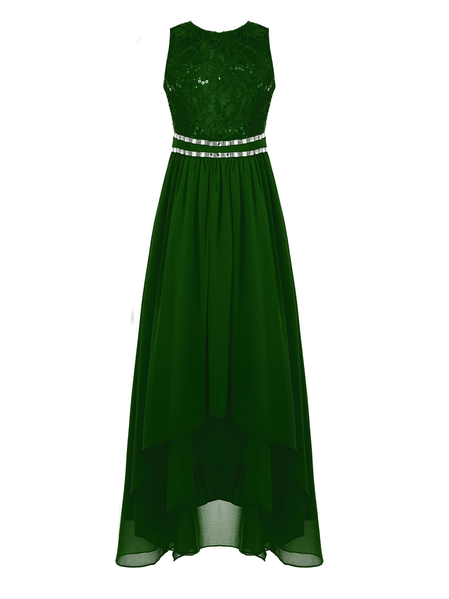 Yeahdor Kids Girls Shiny Sequins Wedding Dress Sleeveless Pageant Party ...