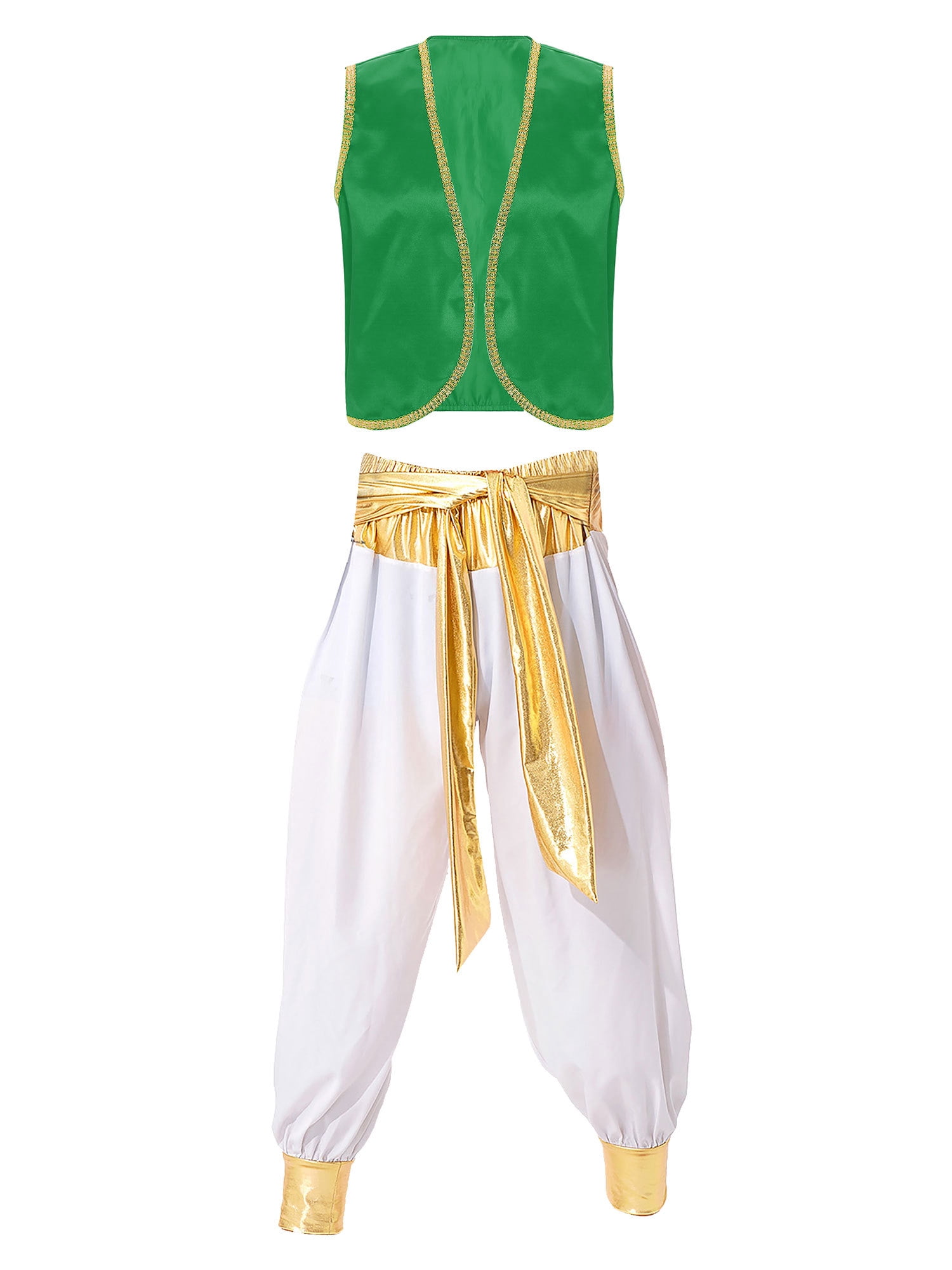 Yeahdor Mens Arabian Prince Costume Set Braided Trimming Open Front ...