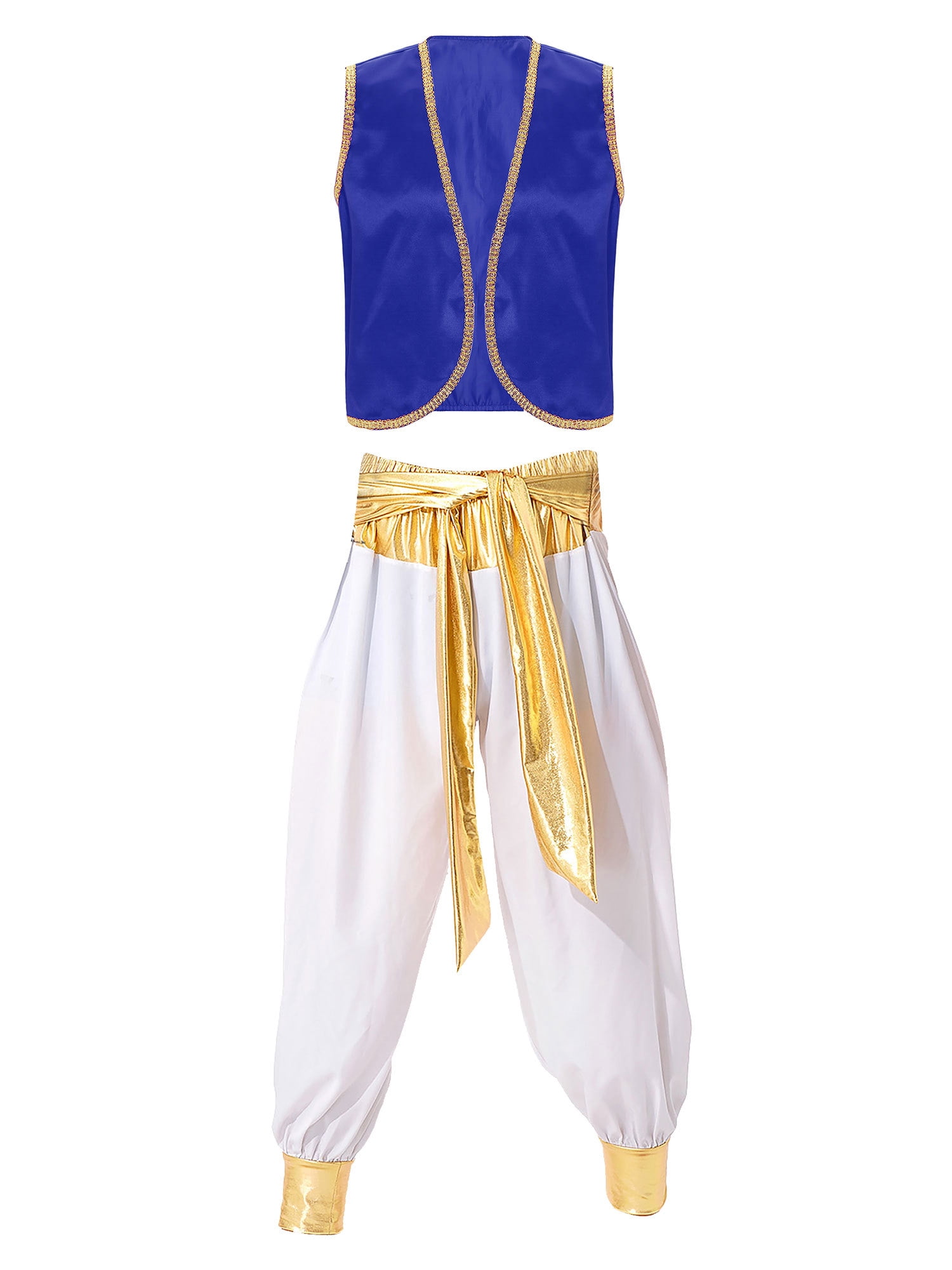 Yeahdor Mens Arabian Prince Costume Set Braided Trimming Open Front ...