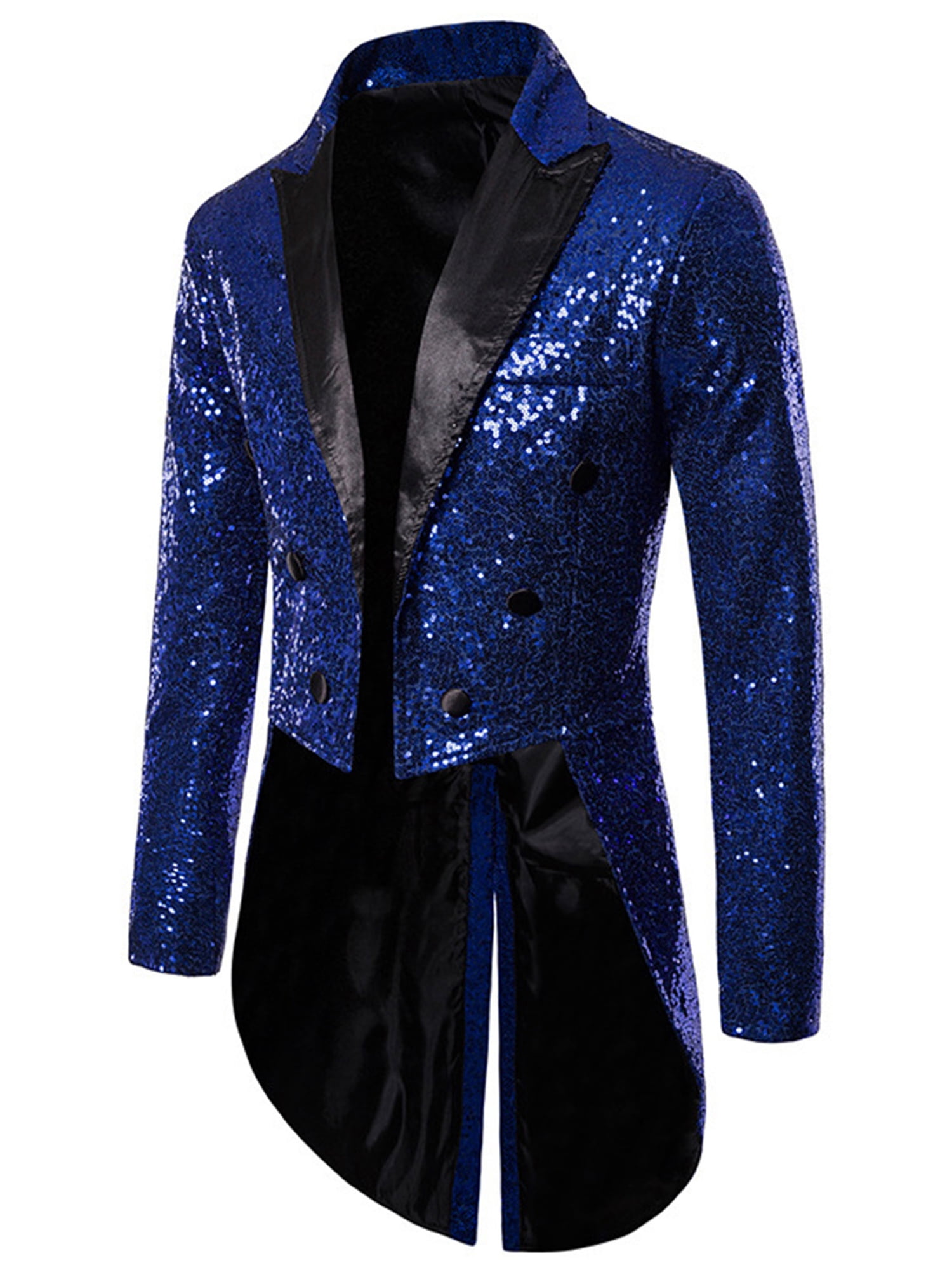 Yeahdor Mens Sparkly Sequins Tuxedo Blazer Long Sleeve Lapel Double ...