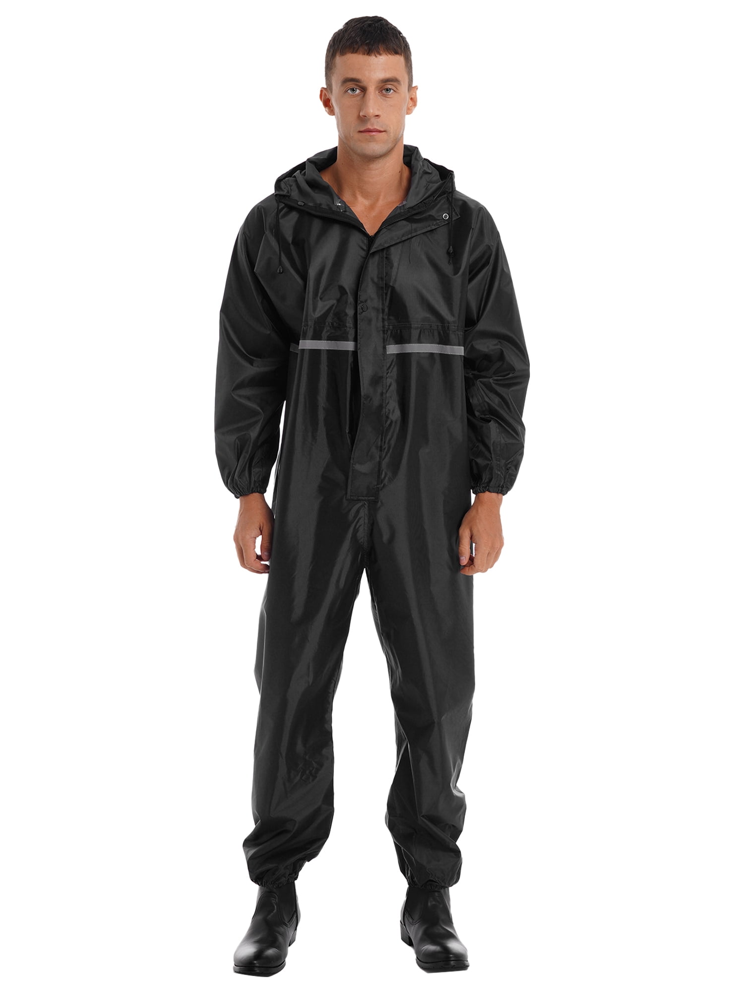 Yeahdor Mens Water Resistance Full Body Jumpsuit Rain Suit Hooded ...