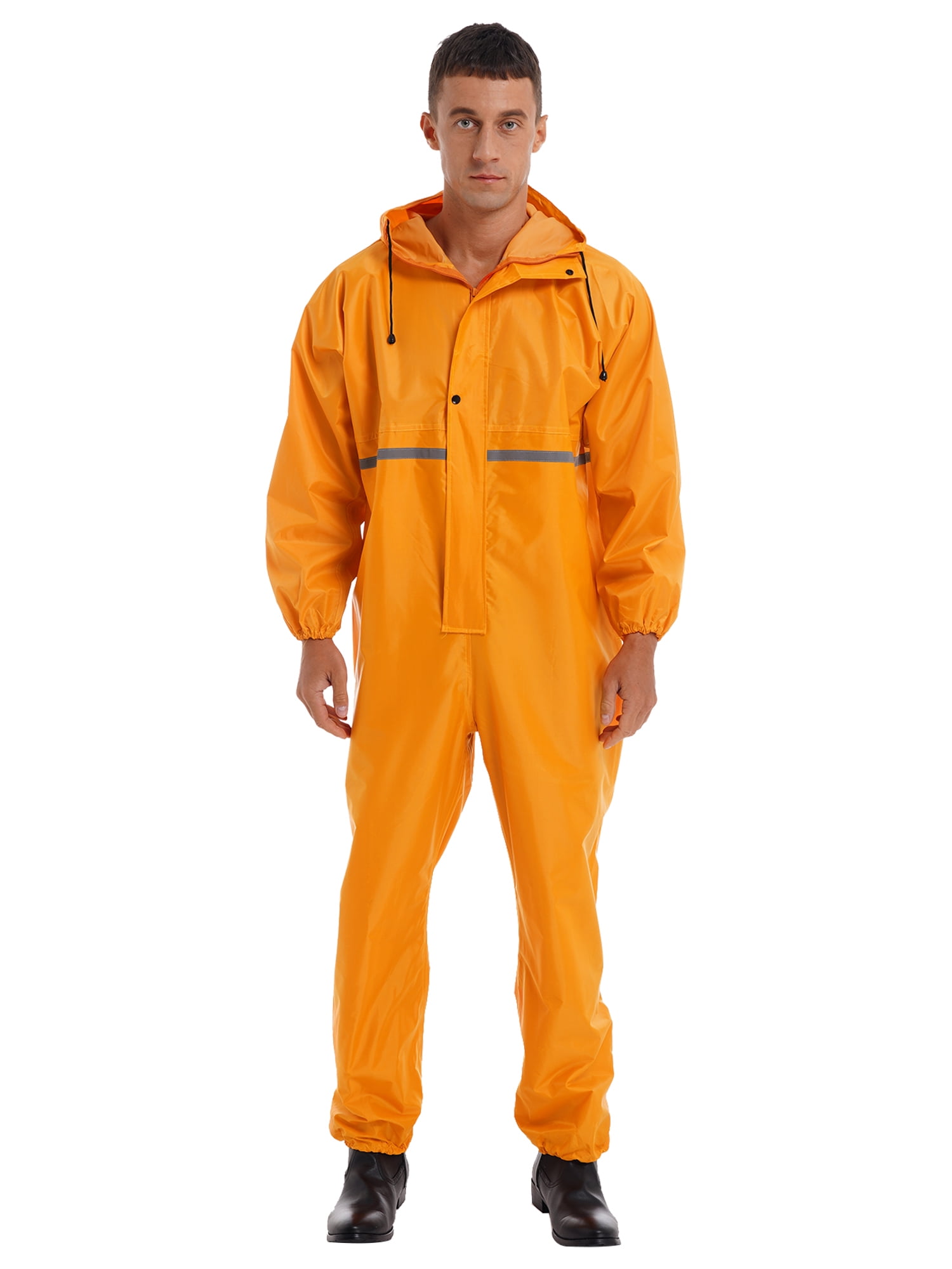 Yeahdor Mens Water Resistance Full Body Jumpsuit Rain Suit Hooded ...