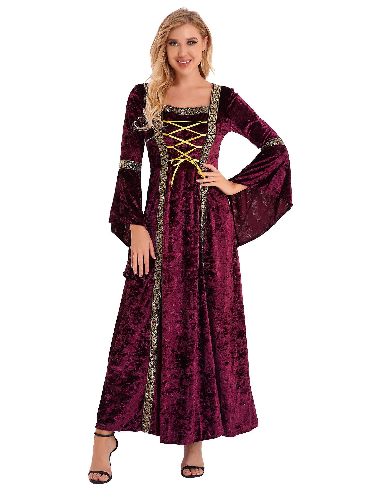 Yeahdor Womens Medieval Victoria Queen Princess Formal Dress Halloween ...