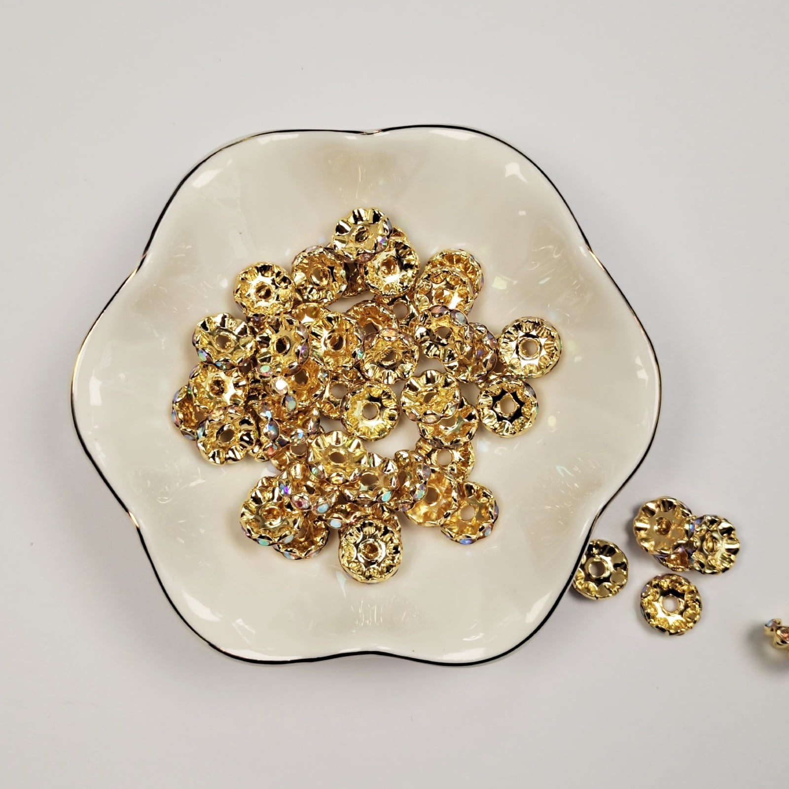 Yeahmol 100 Pieces/bag 12mm Rhinestone Spacer Beads with 3.5mm Hole ...