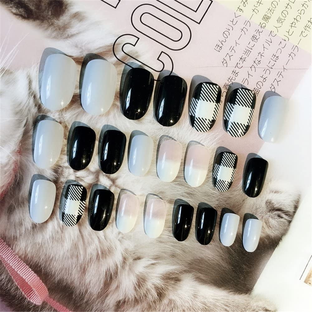 Yeahmol 24pcs Artificial Fingernails Fake Nail French Fake Nail Press