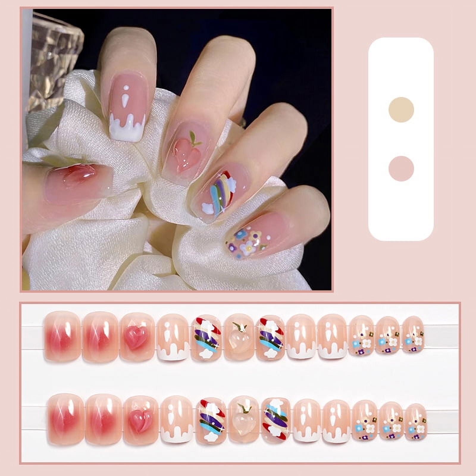Yeahmol 24Pcs Press on Nails Kit, Fashion Acrylic Fake Nails Set With ...