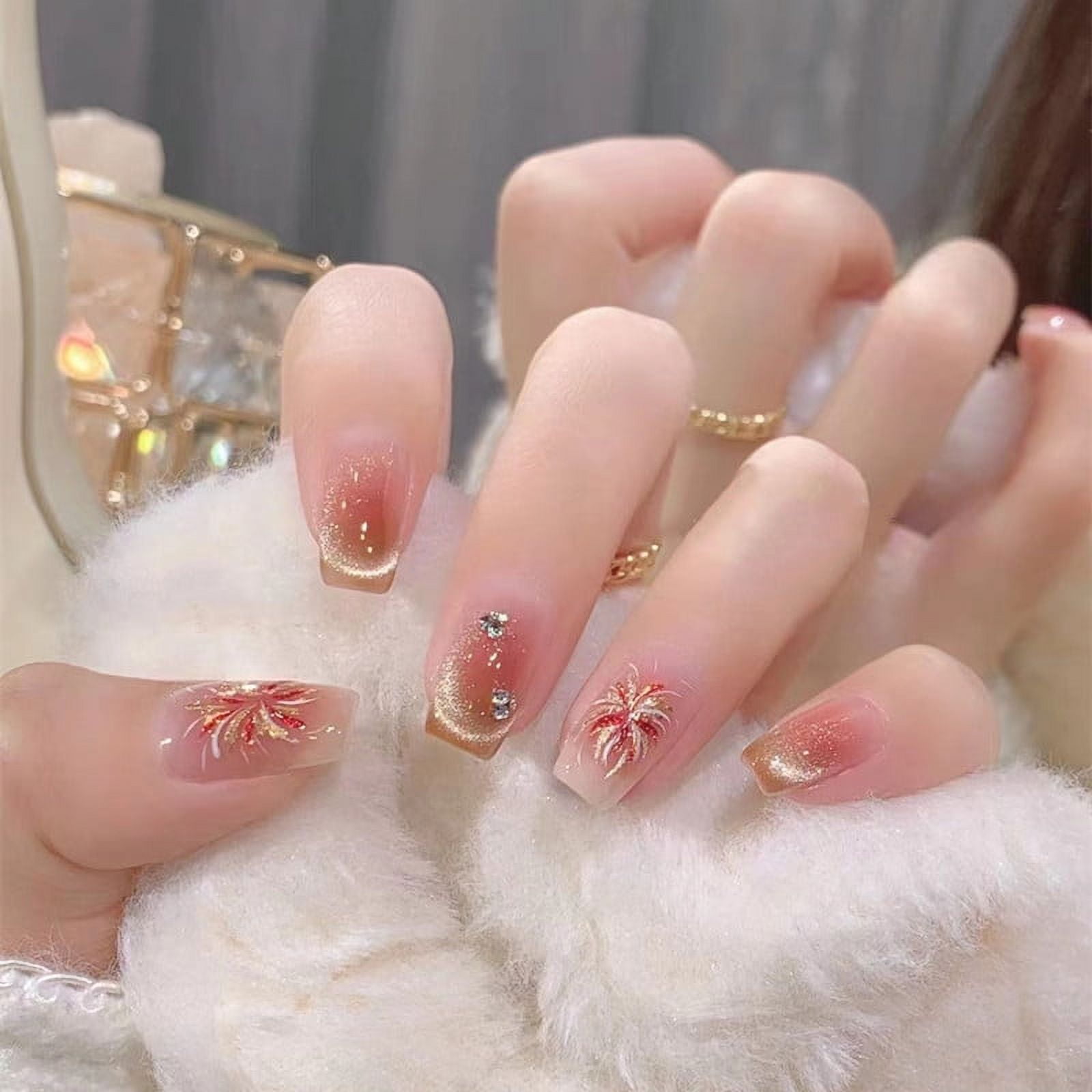 Yeahmol French Tip Press On Nails Fake Nails Press Ons 24 Pcs Full