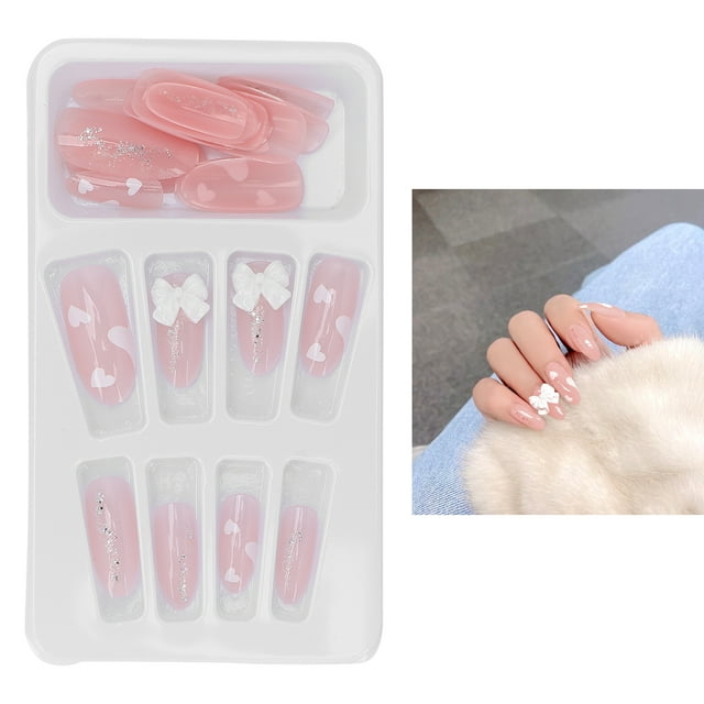 Yeahmol Press On Nails 24pcs Fake Nail French Tip False Press On Nails