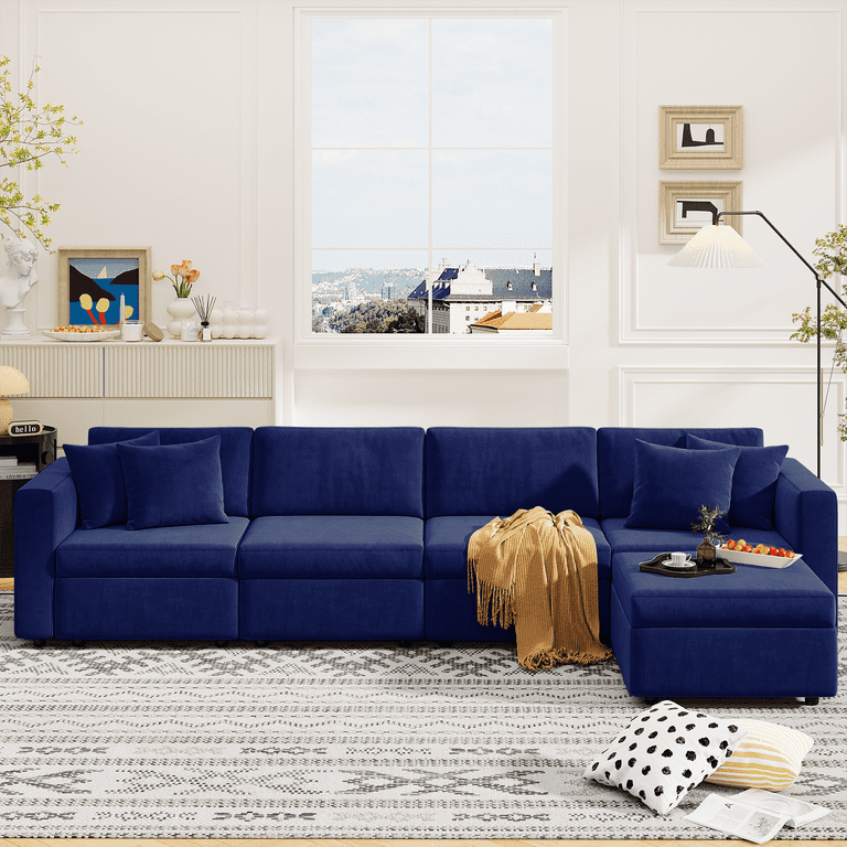 4 seater blue sofa store