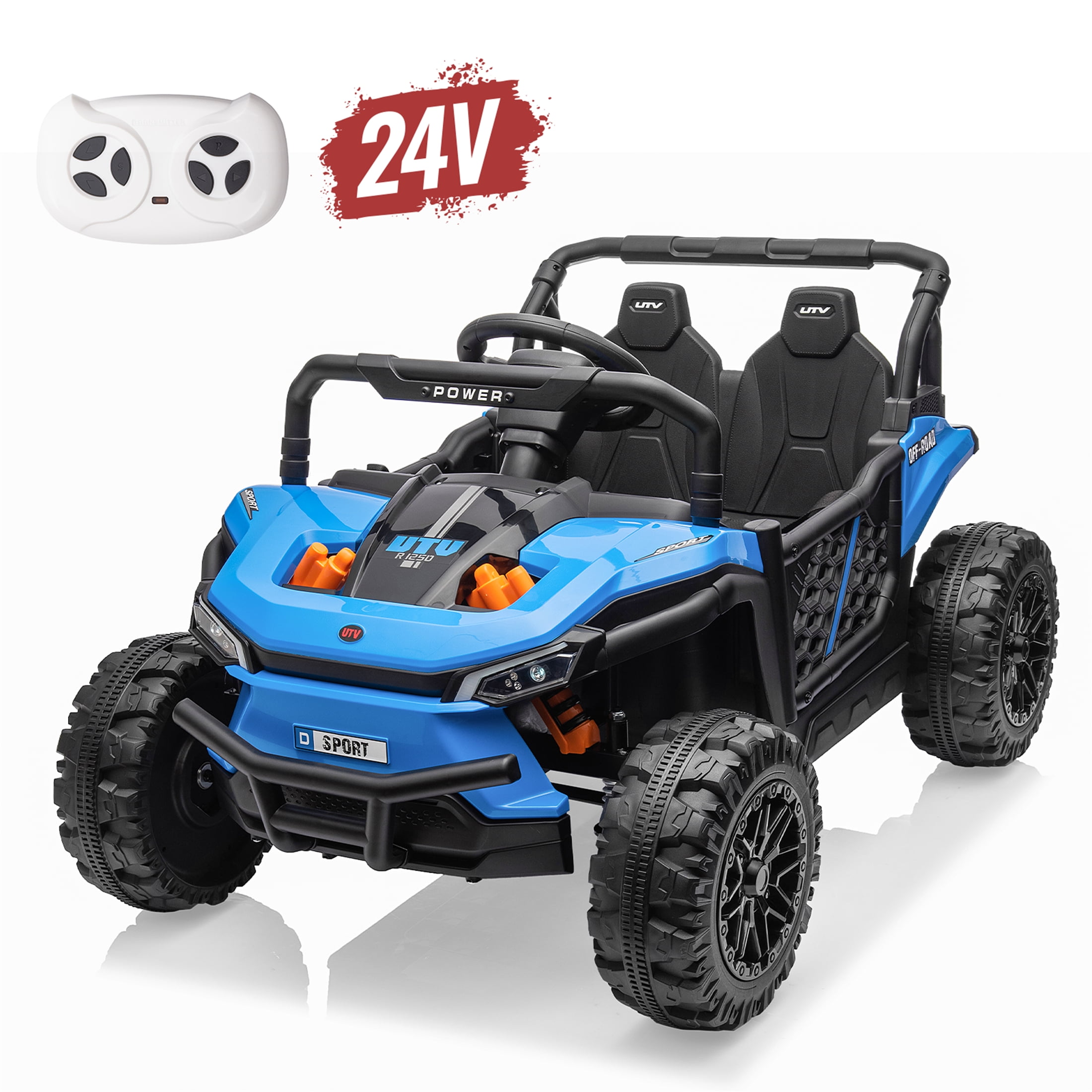 Blue 24V Ride-On Car with Remote for Indoor Playgrounds - Walmart ...
