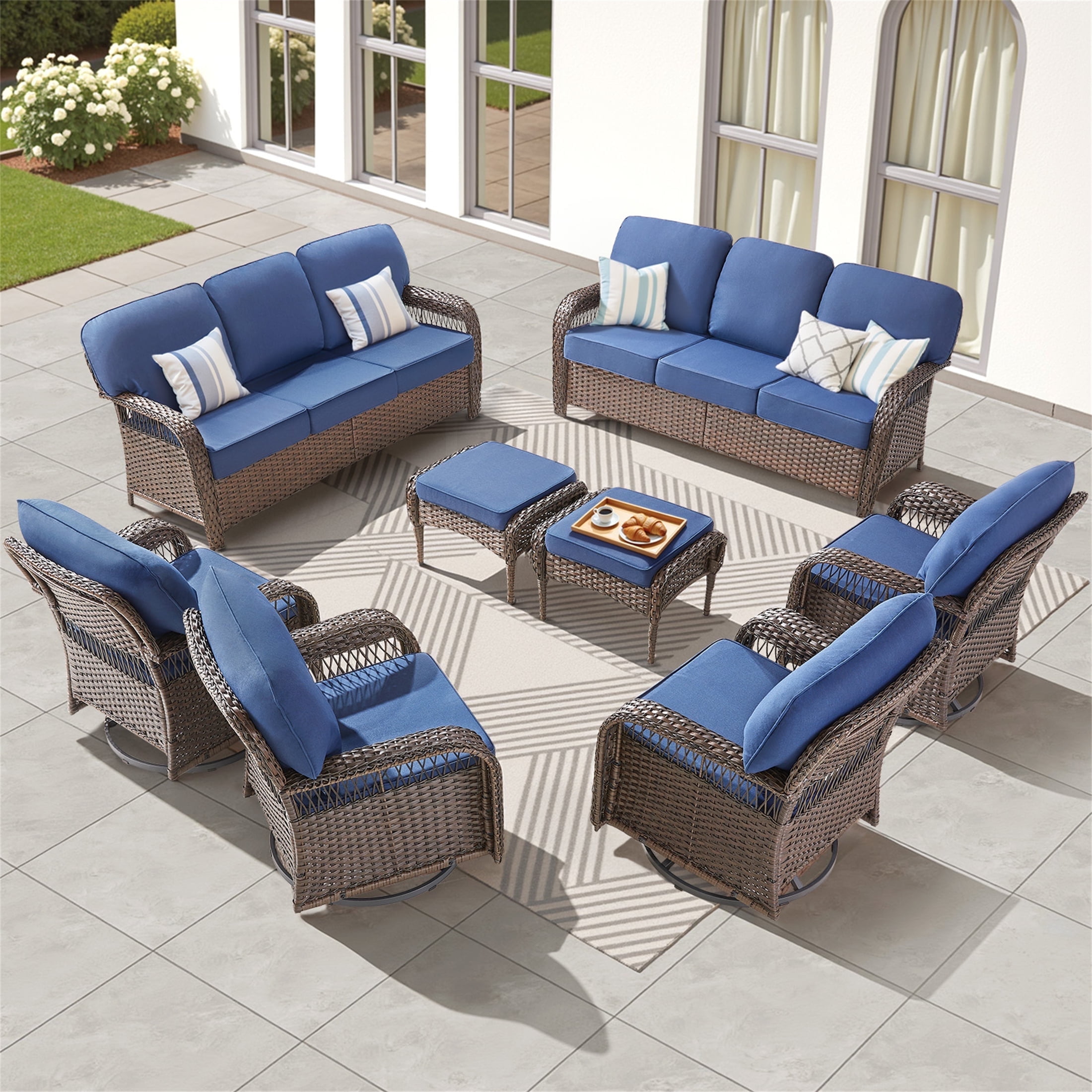 Yeahumalia 8 Pieces All Weather Wicker Patio Furniture Set with 2 ...