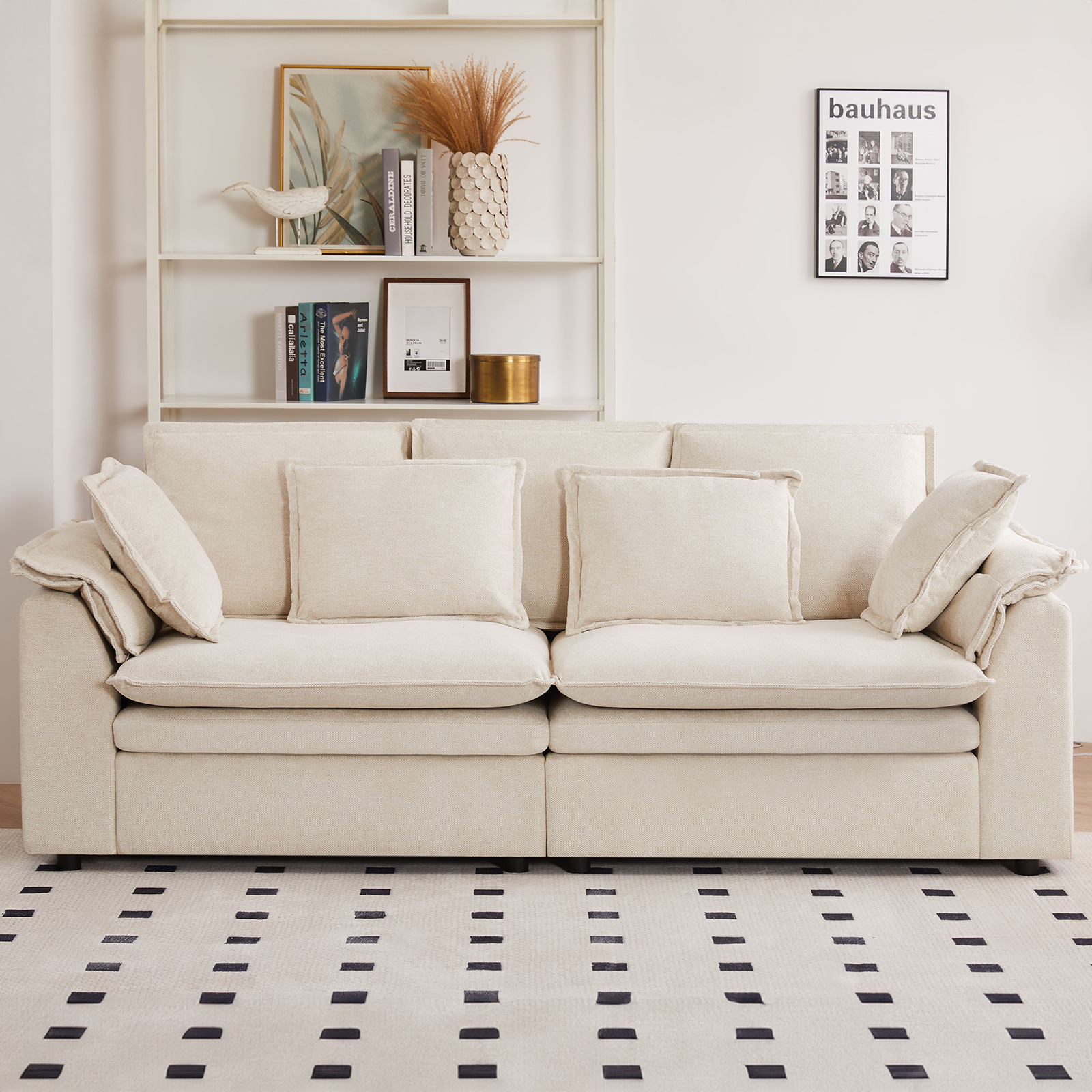 A&D Home Afton Faux Linen Loveseat, 2 Person Compact Sleeper Sofa Bed ...