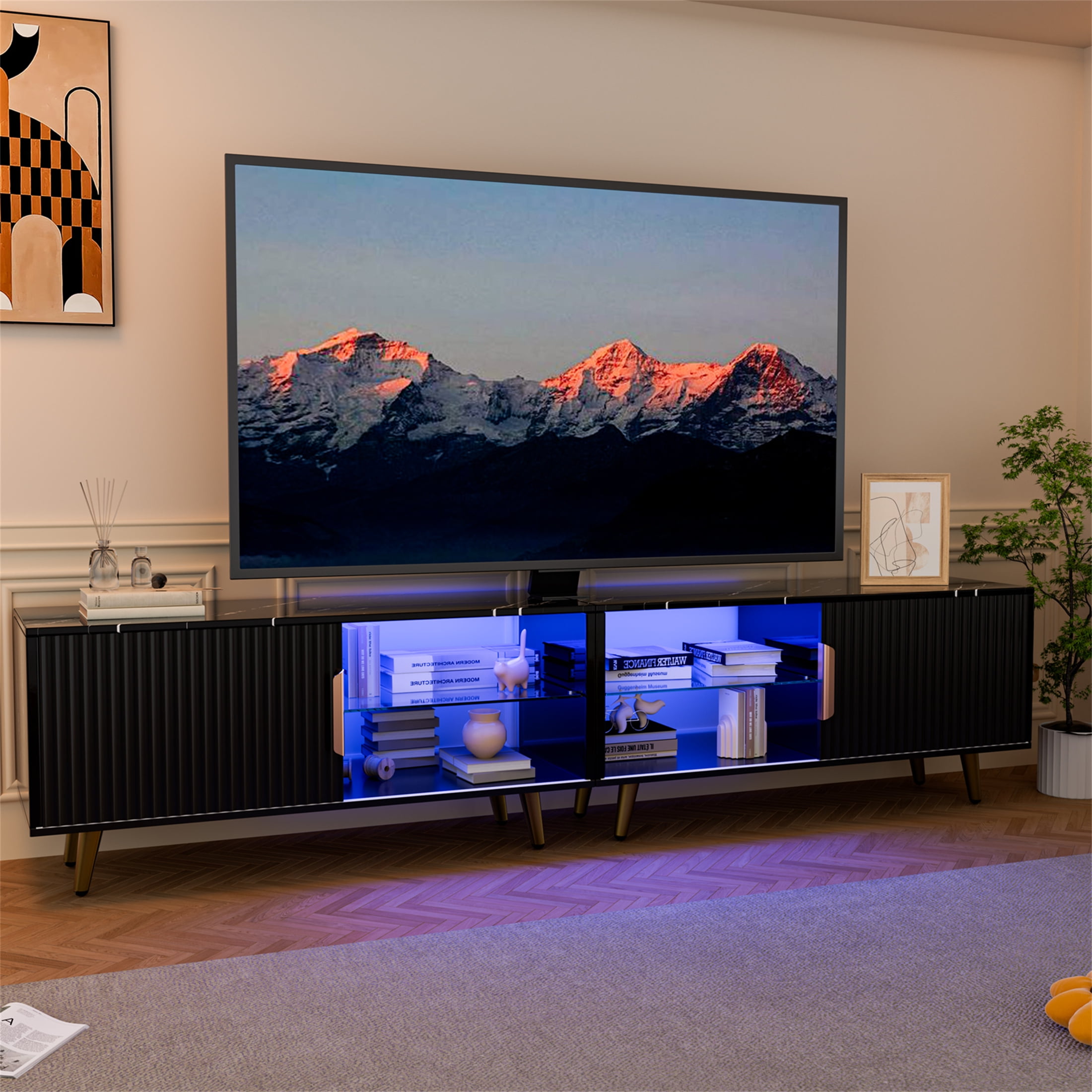 Yeahumalia Modern Versatile LED TV Stand for TVs up to 85" TV, 4-in-1 ...