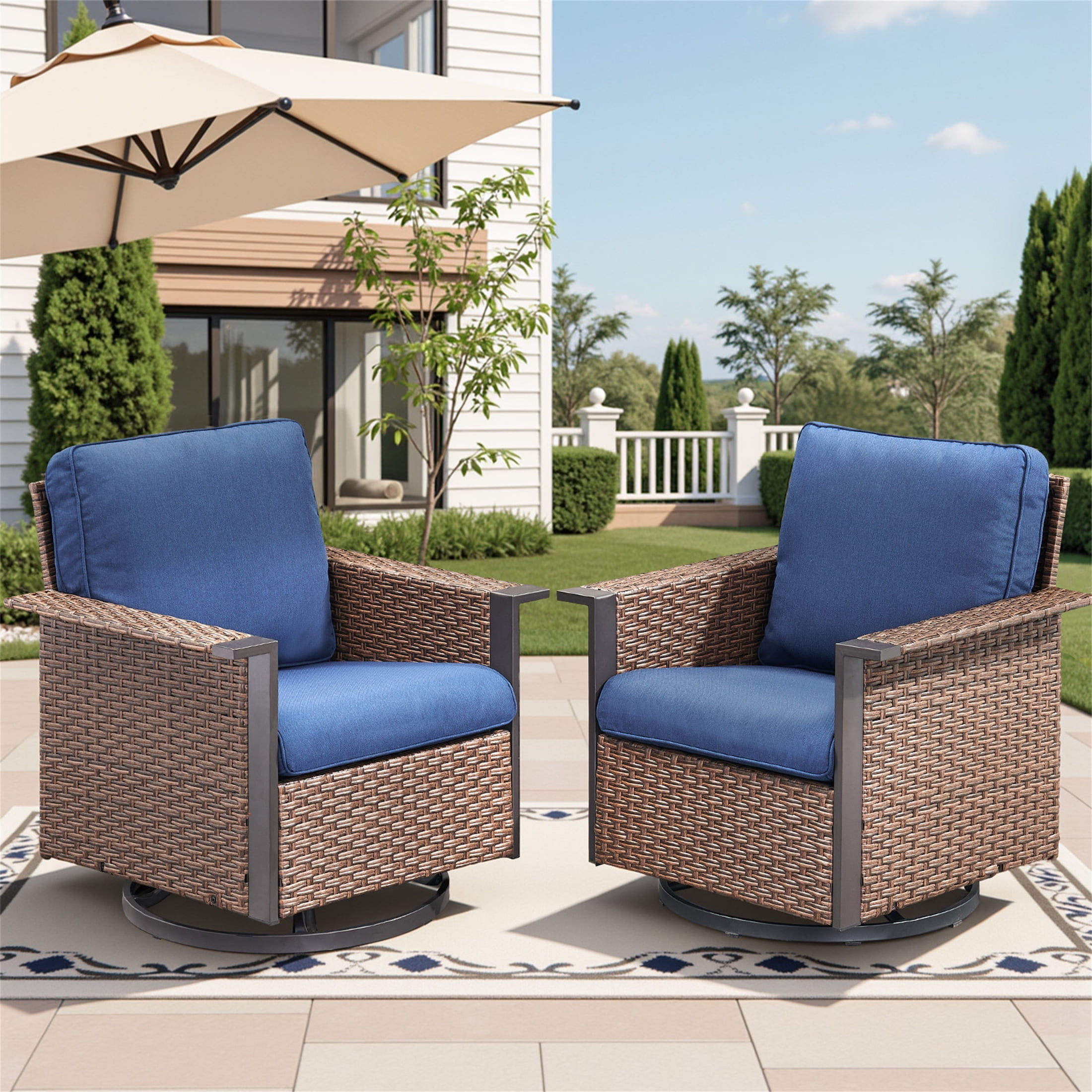 Yeahumalia Outdoor Swivel Glider Chair Set of 2, Patio Swivel Rocking ...