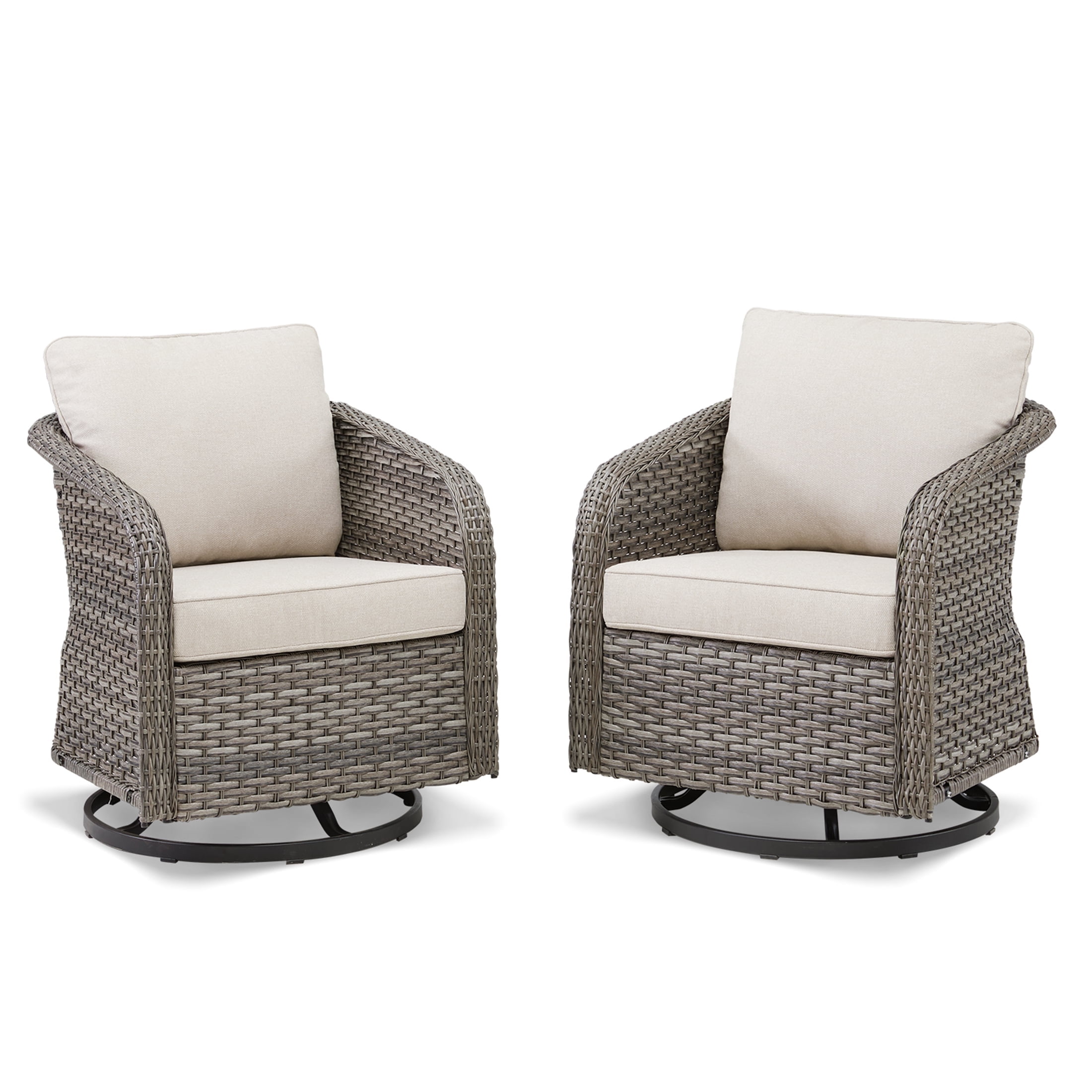 Yeahumalia Outdoor Swivel Rocker Chairs Set of 2, Wicker Patio ...