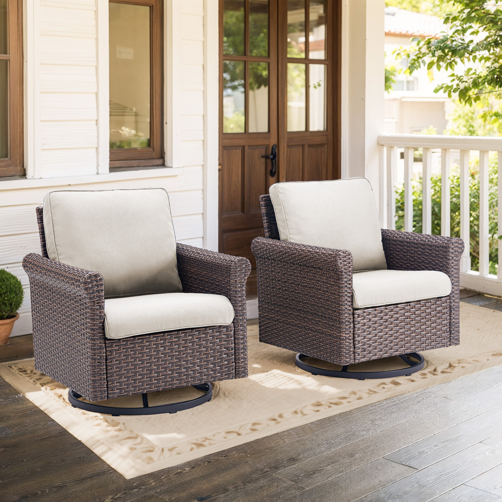 PARKWELL Wicker Loveseat Glider - Outdoor Patio 2 Seater Couch Sofa ...