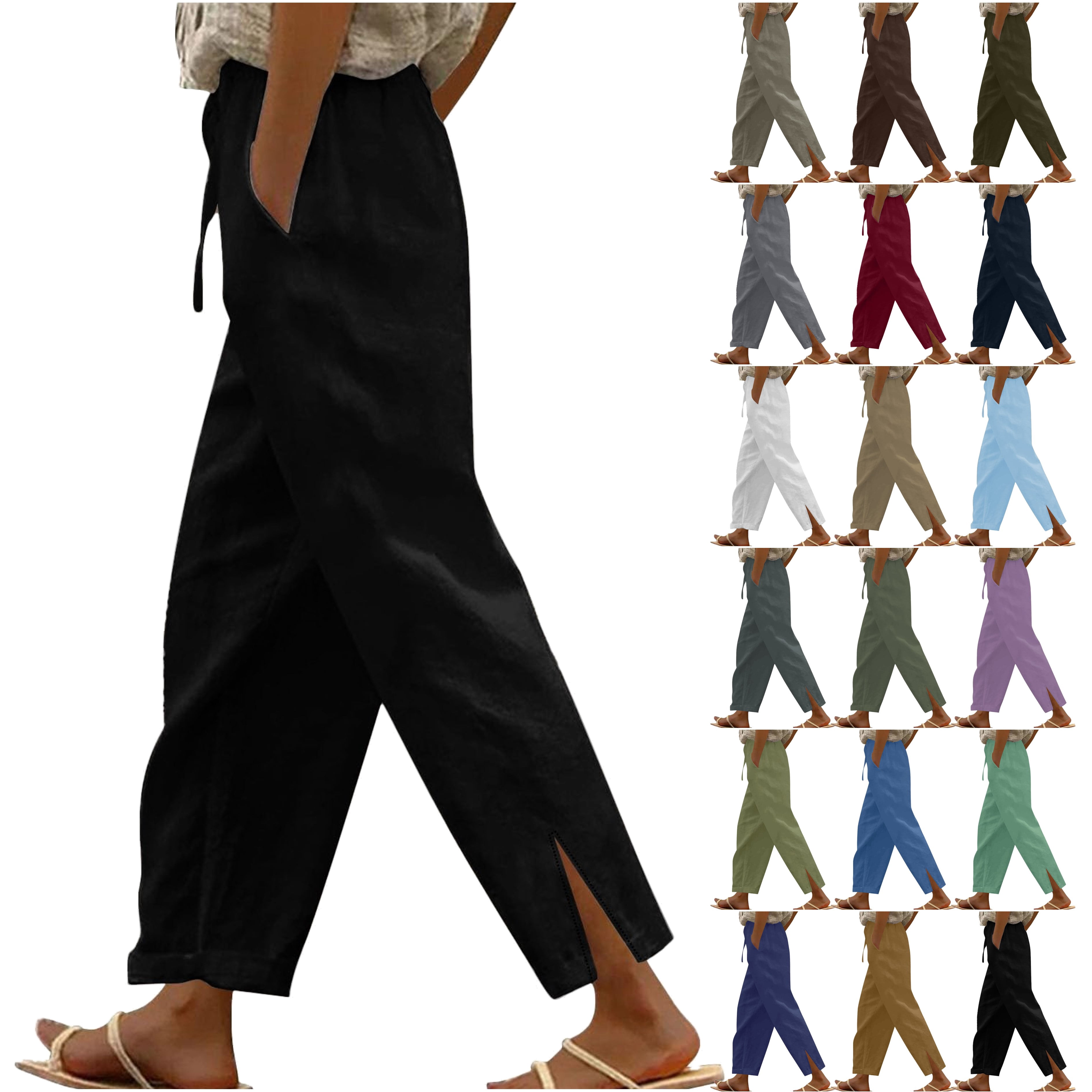 Yeaiivve Cotton Linen Pants for Women 2026 Summer Drawstring High ...
