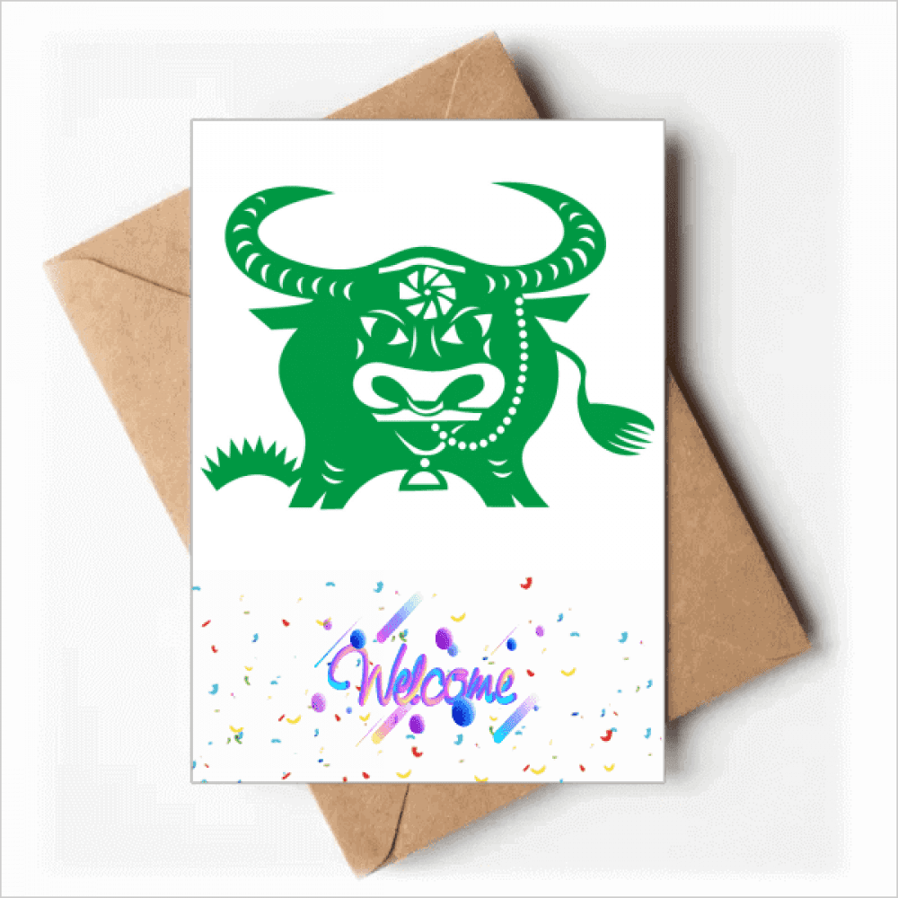 Year Of Ox Animal China Zodiac Pattern Welcome Back Greeting Cards ...
