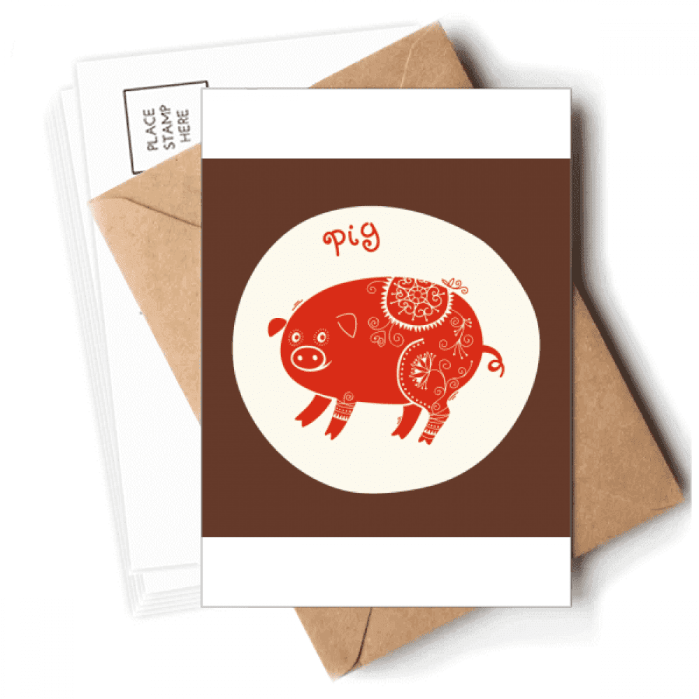 Year Of Pig Animal China Zodiac Red Postcards Envelopes Blank Note ...