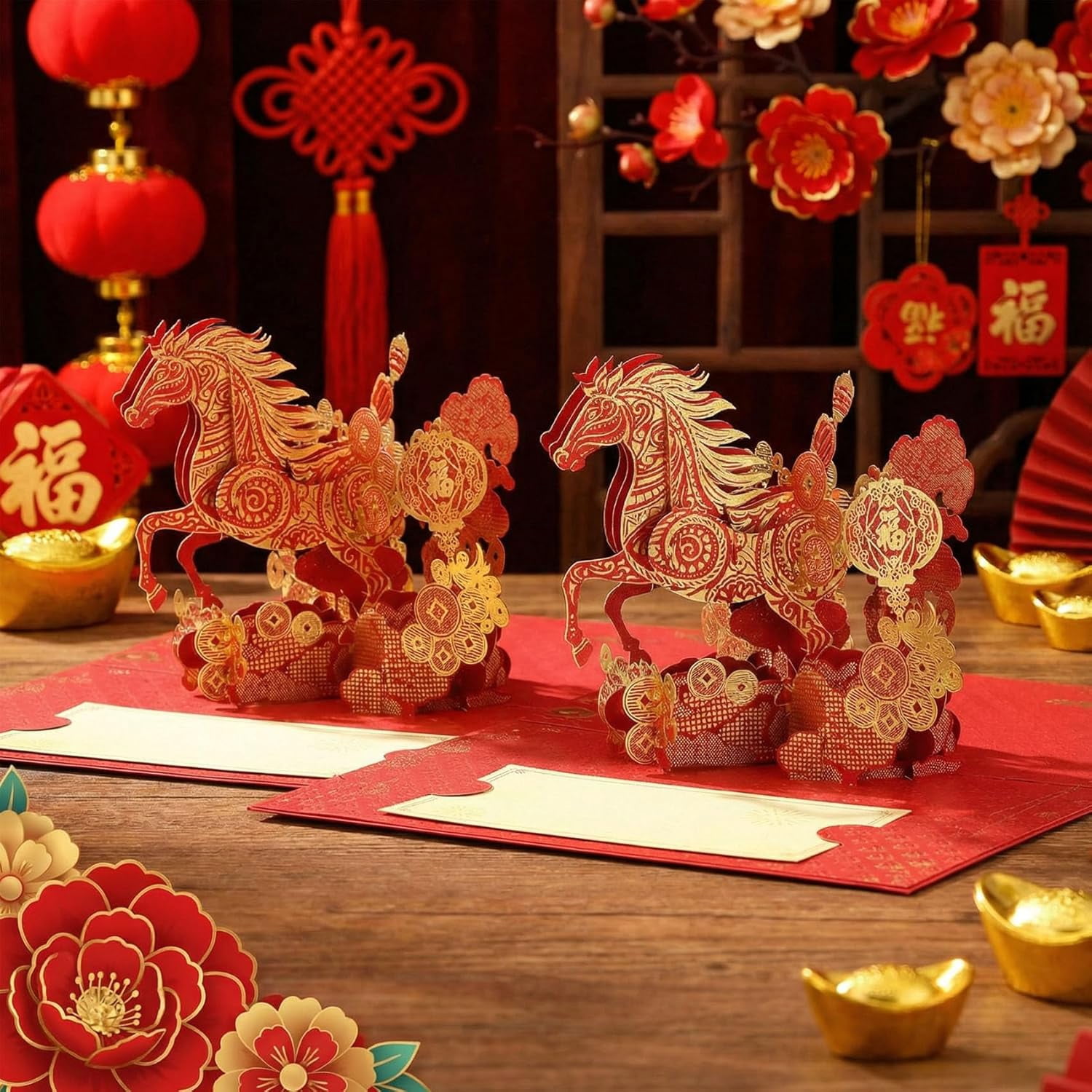 Year Of The Horse 2026 - Chinese New Yeas Cards,Handmade Pop Up Years ...