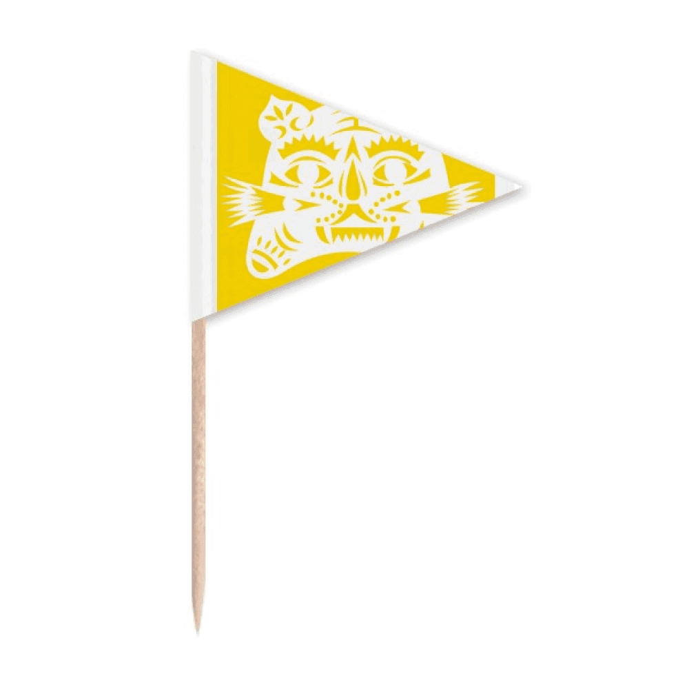 Year Of Tiger Animal China Zodiac Toothpick Triangle Cupcake Toppers ...