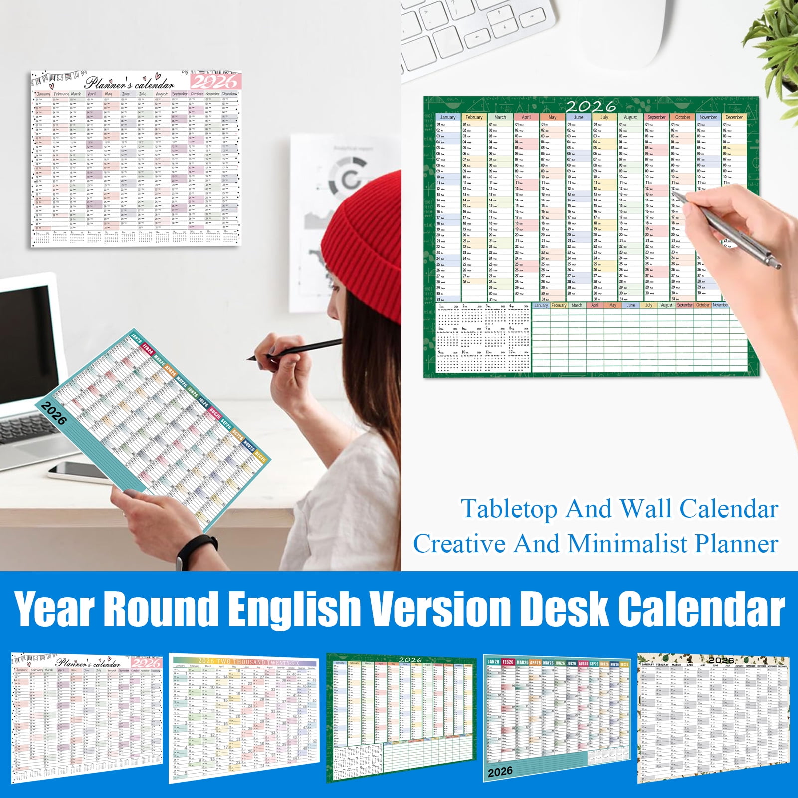 Year Round Calendar 2026, Tabletop and Wall Calendar, Creative and ...