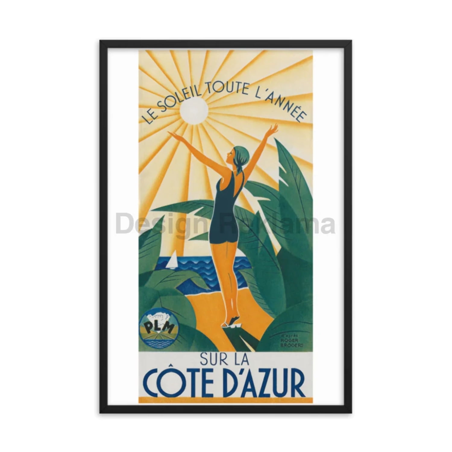 Year-Round Sun on the Cote D'Azur, France circa 1934. Framed Vintage ...