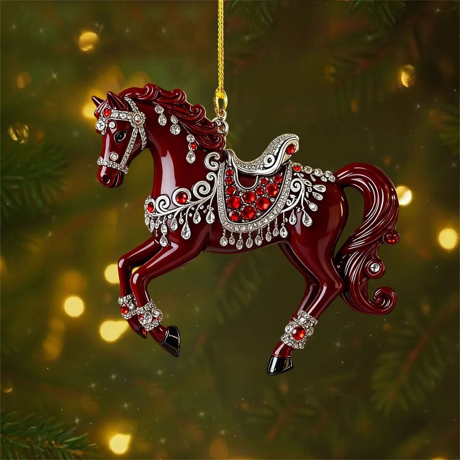 Year of The Horse 2026 Sparkling Glitter Horse Ornament 2026 Red ...