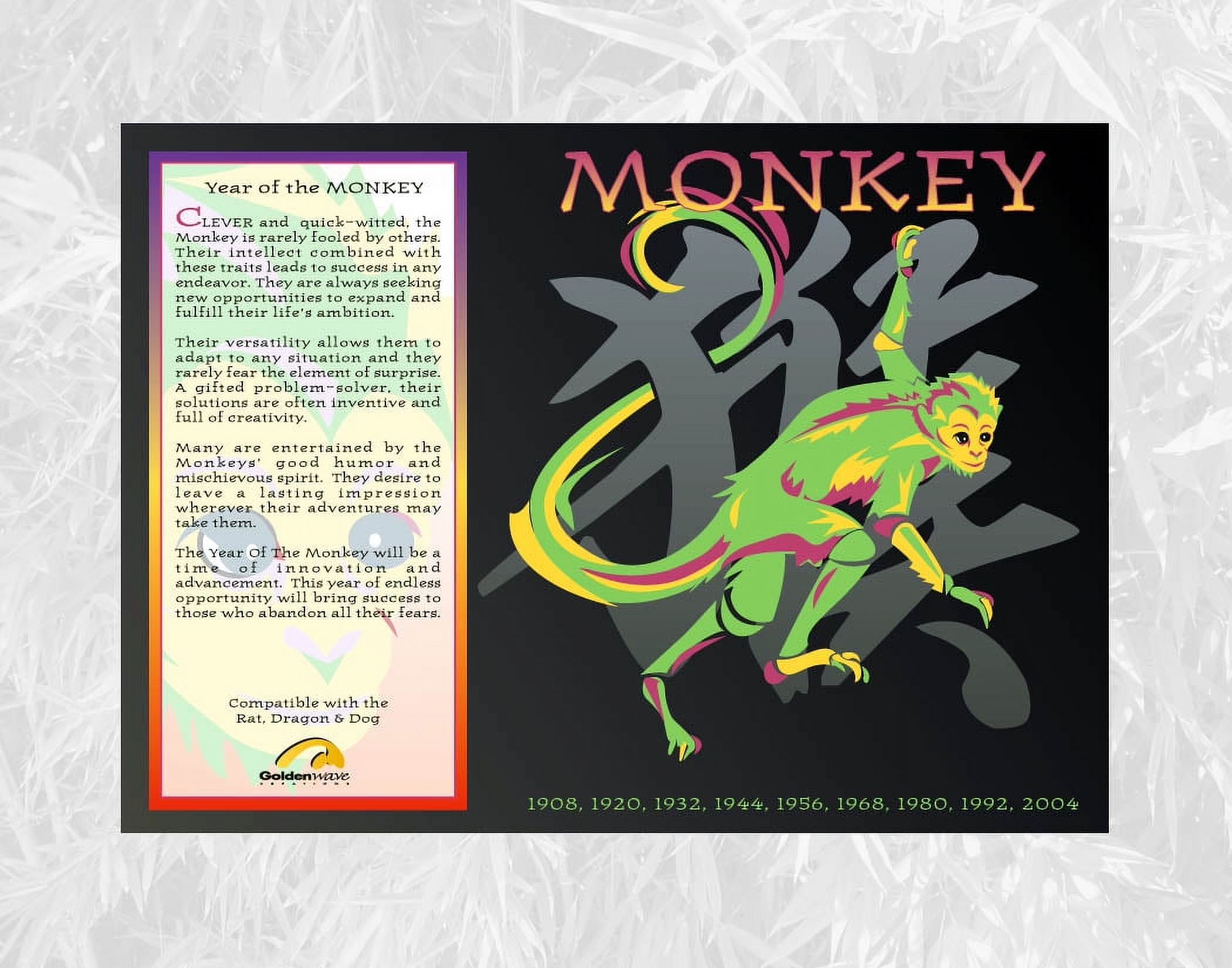 Year of the MONKEY 11" x 14" Poster with Matt Window frame. Asian ...