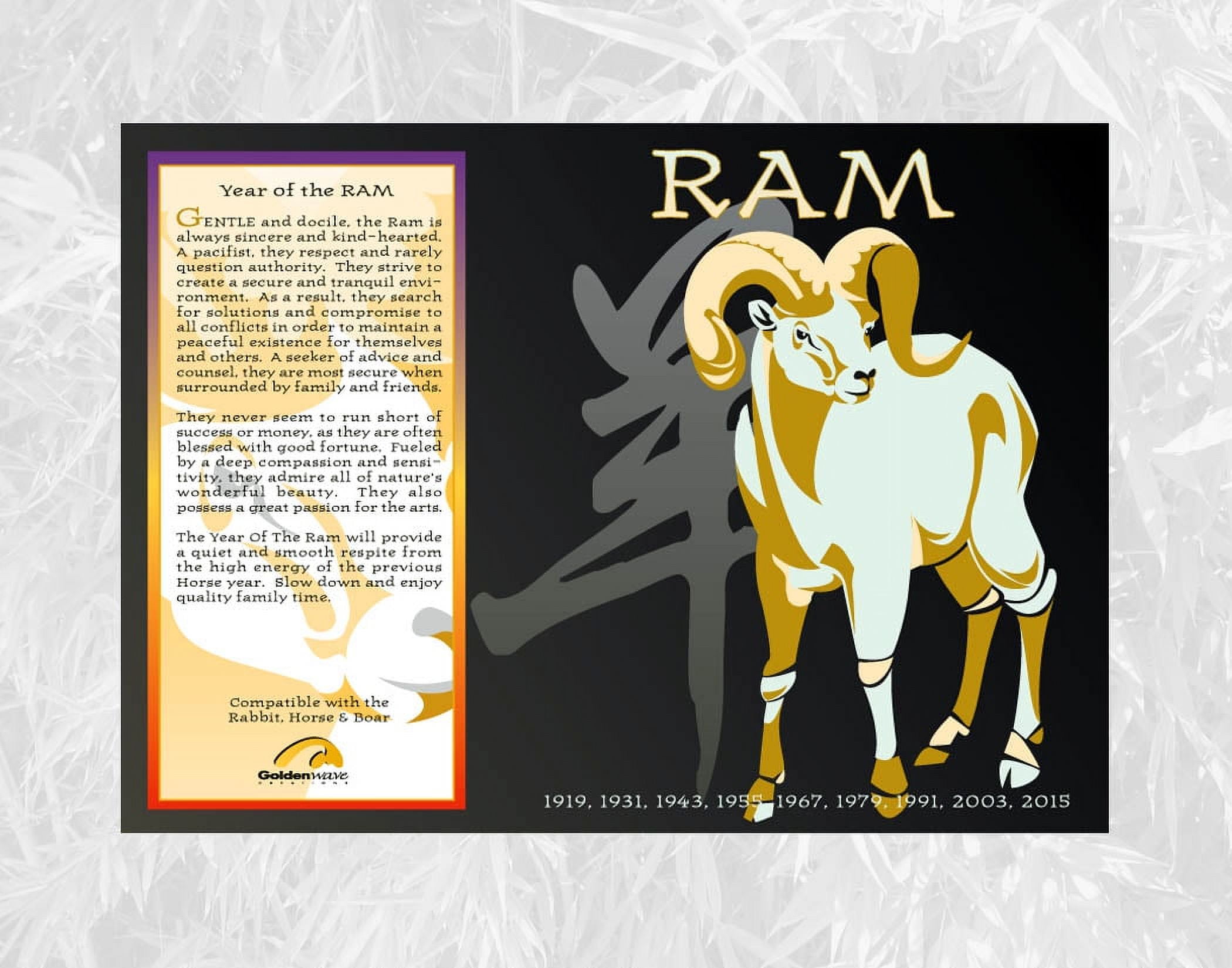 Year of the RAM (goat) 11" x 14" Poster with Matt Window frame. Asian ...