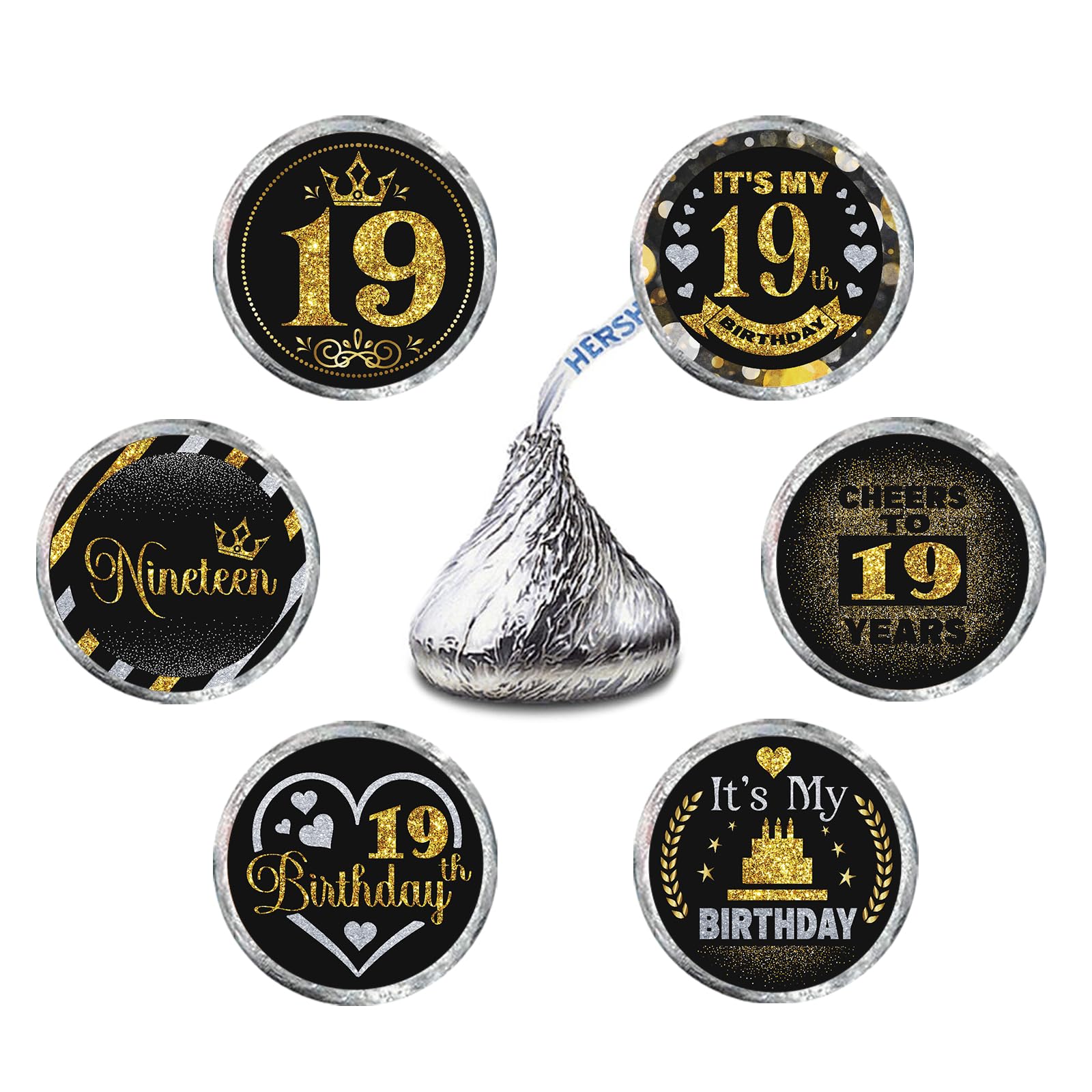 Years Old Happy Birthday Round Candy Sticker - 19th Birthday Party ...