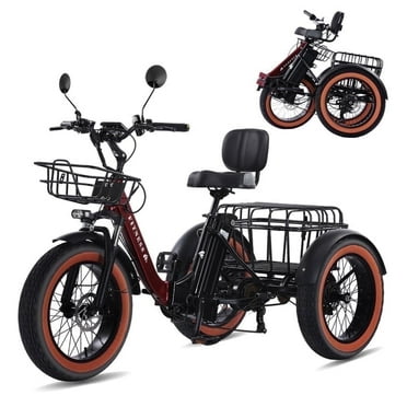 Broobey Two Seater Electric Tricycle 7 Speed 3 Wheel Electric Bicycle with 48V 15Ah Lithium ...
