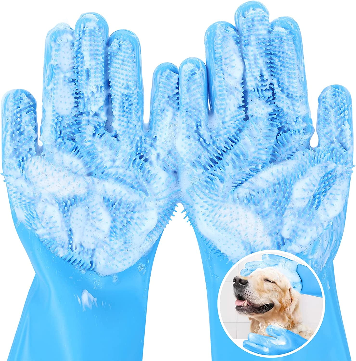 Yeblues Pet Grooming Gloves, Dog Washing Gloves with High-Density Teeth ...