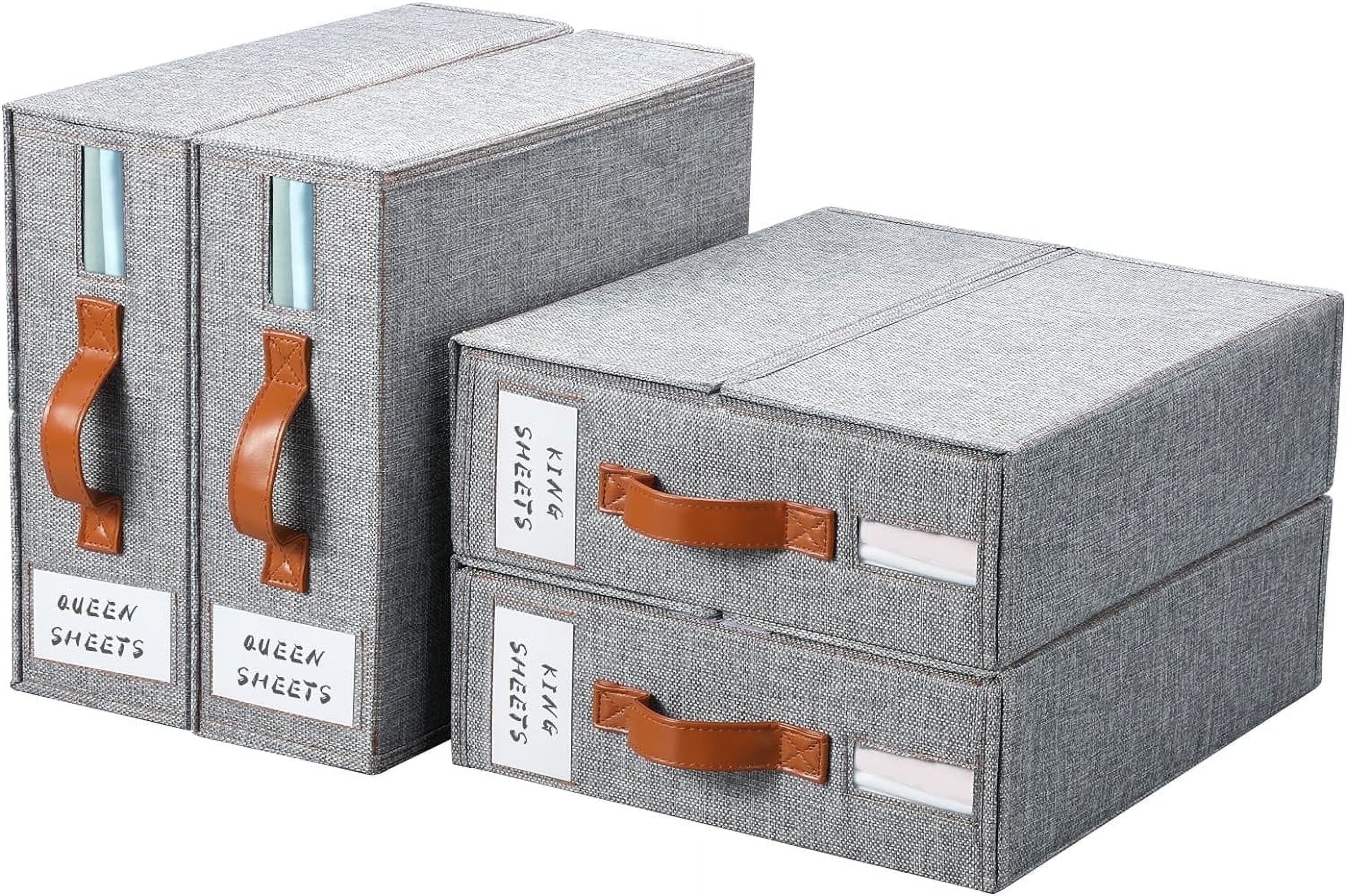 Yecaye Bed Sheet Organizer, Linen Storage, Gray, Foldable with Clear ...