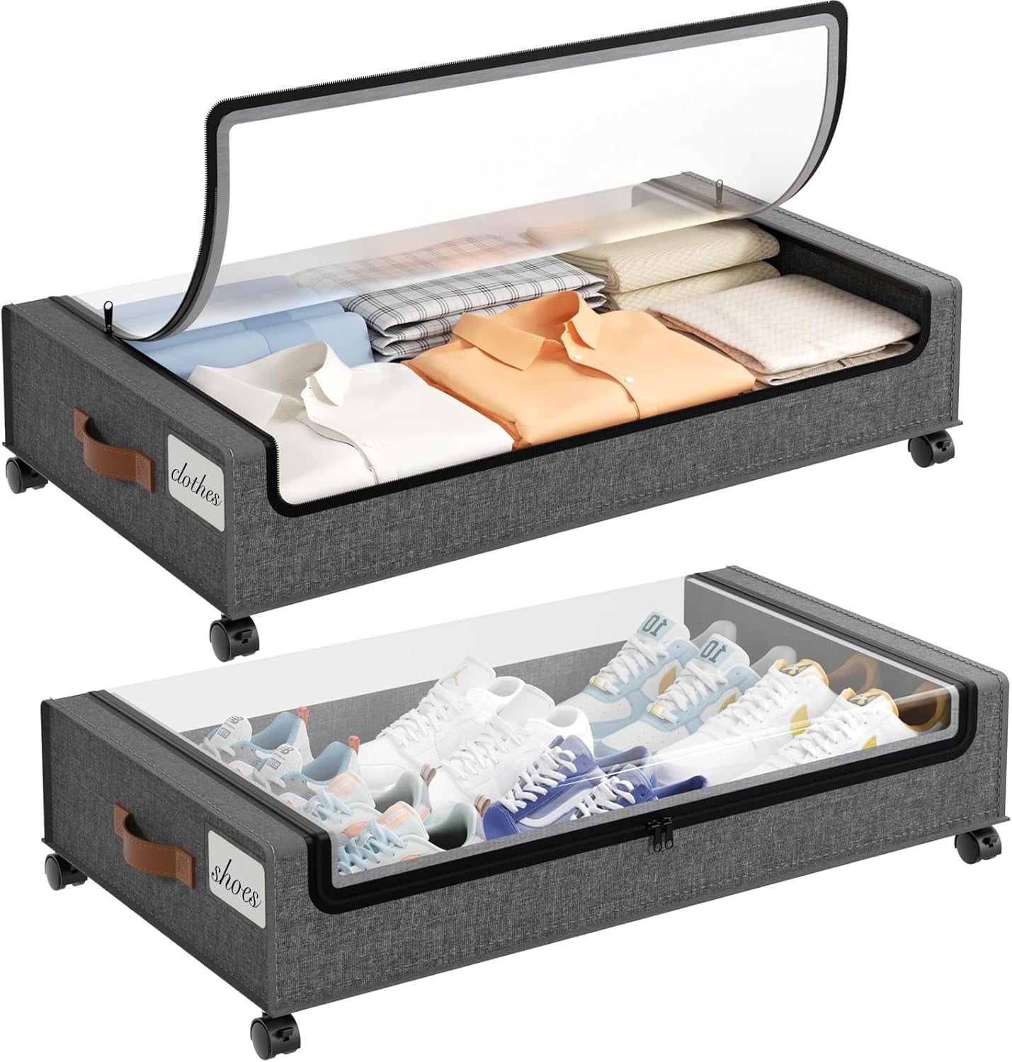 Yecaye Under Bed Storage with Wheels, 2 Pack Under the Bed Storage ...