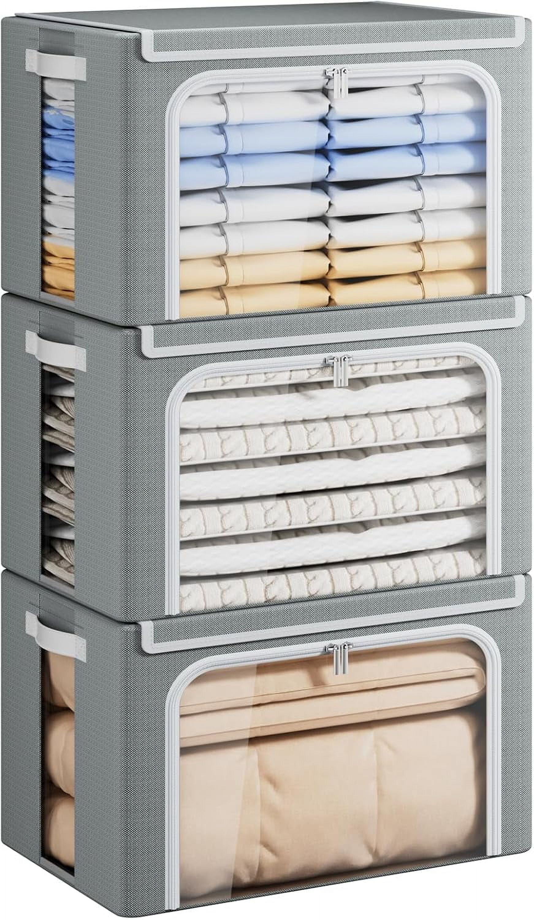 Yecaye Clothes Storage Bins with Metal Frame, Foldable Clothing Storage ...