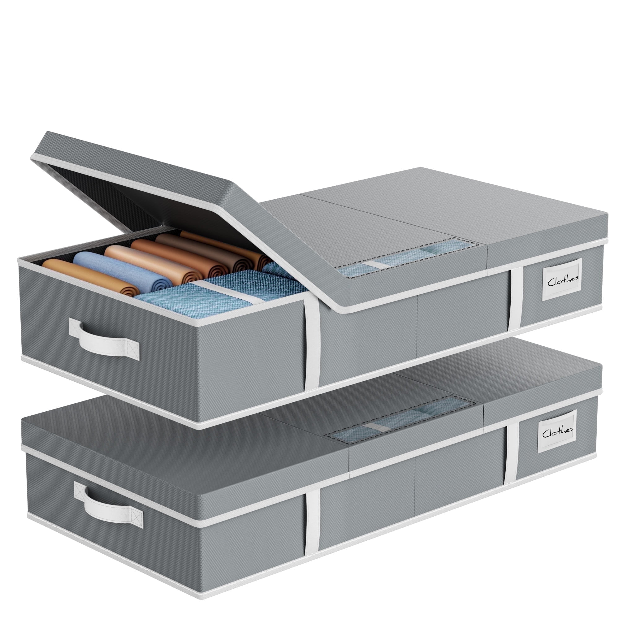 Yecaye Flat Underbed Storage Containers Bins with Lids, 2 Count, Gray ...