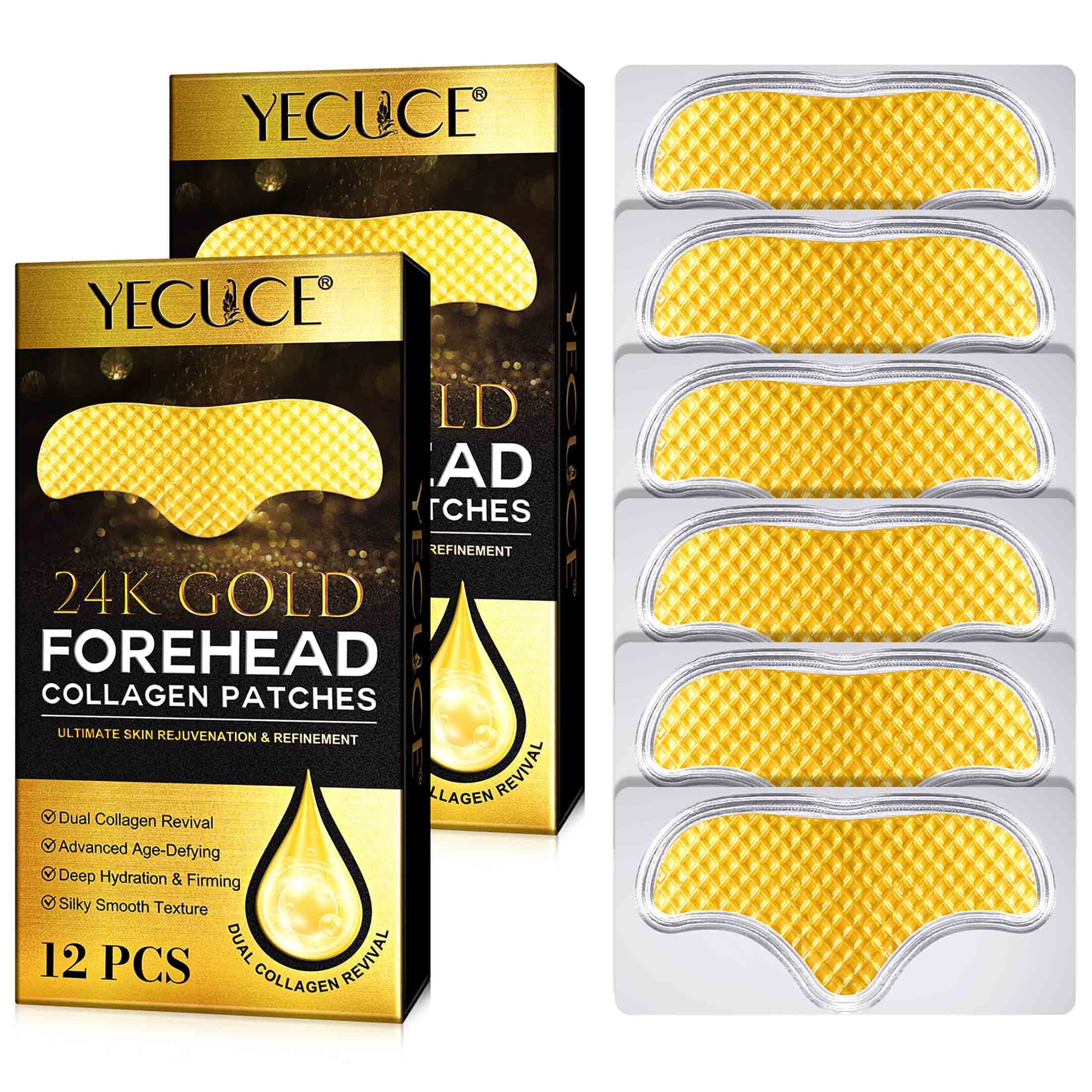 Yecuce 2-Pack 24k Forehead Wrinkle Patches, Collagen Lines Mask with ...