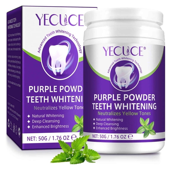 Yecuce Purple Teeth Whitening Powder,Natural Whitening,Deep Cleansing ...