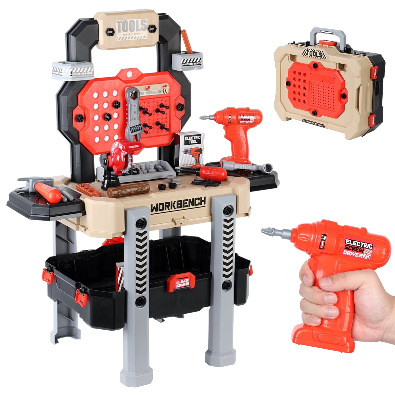 Yedifre Kids Tool Bench,Toddler Workbench with Electric Drill and 78 ...