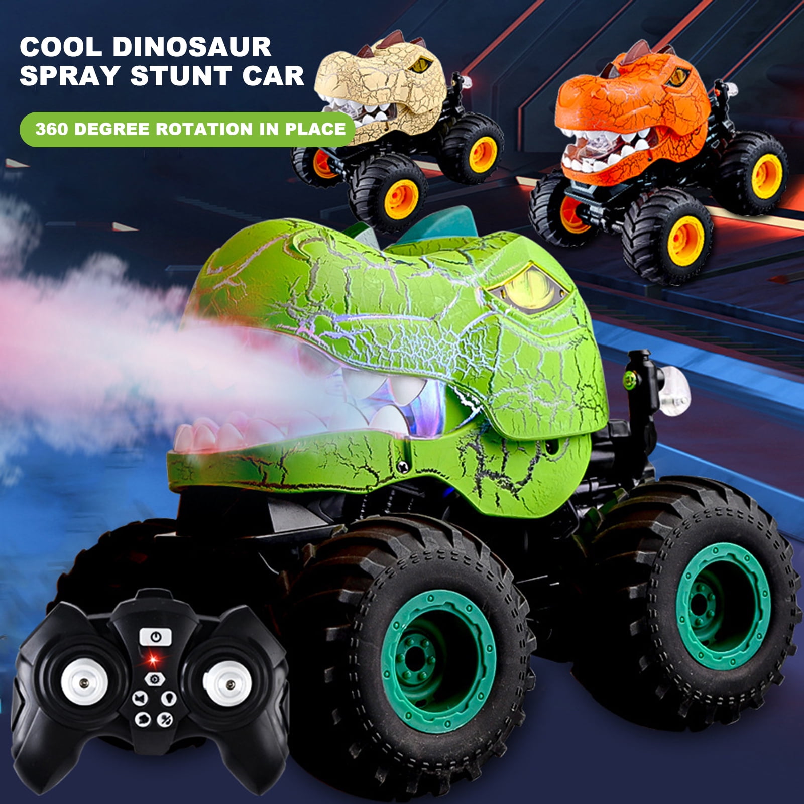 Yedigre 2.4GHz Remote Control Dinosaur Car Toy Light-up Spraying Dino ...