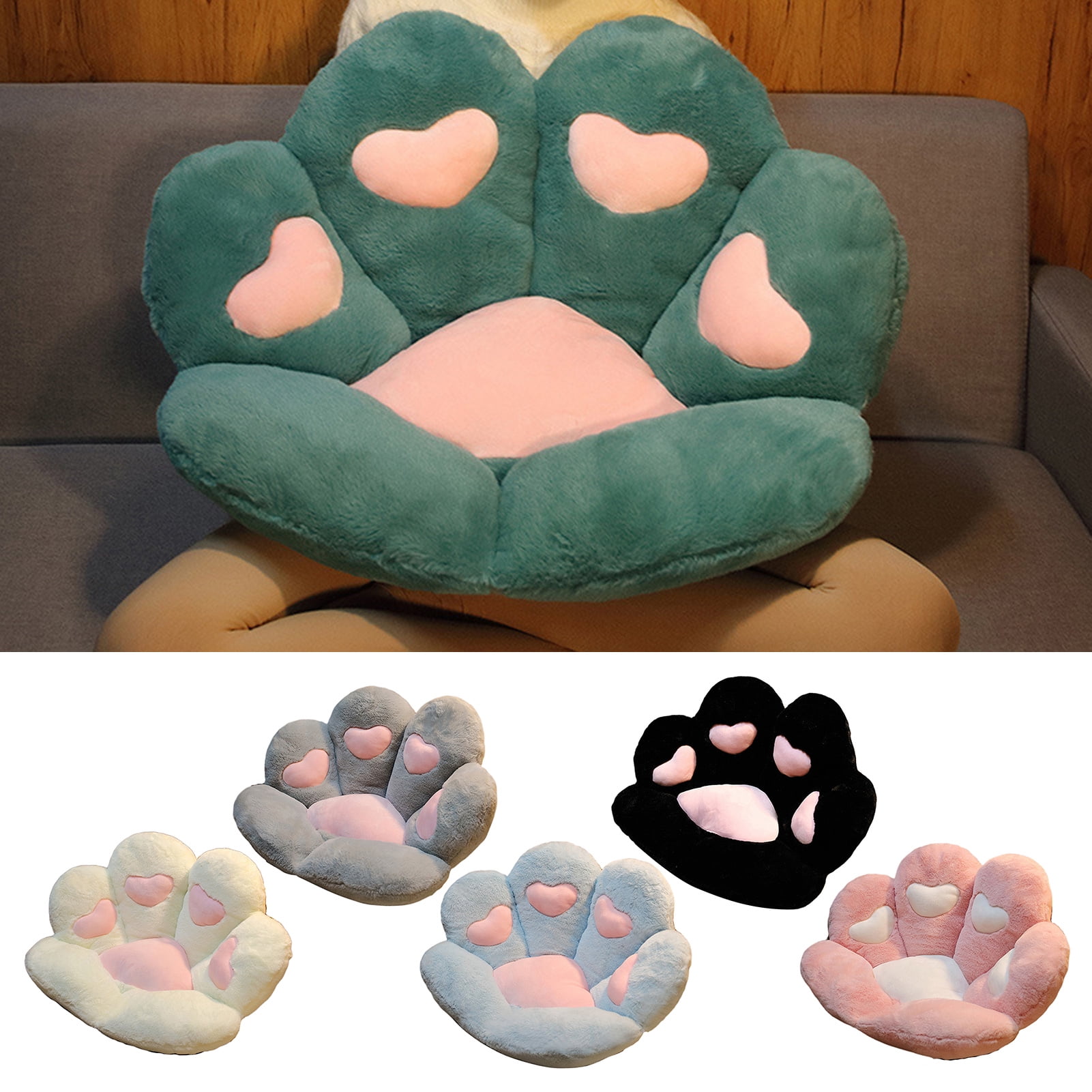 Yedigre Cat Paw Seat Cushion for Gaming Office Car Chairs Soft Fluffy ...