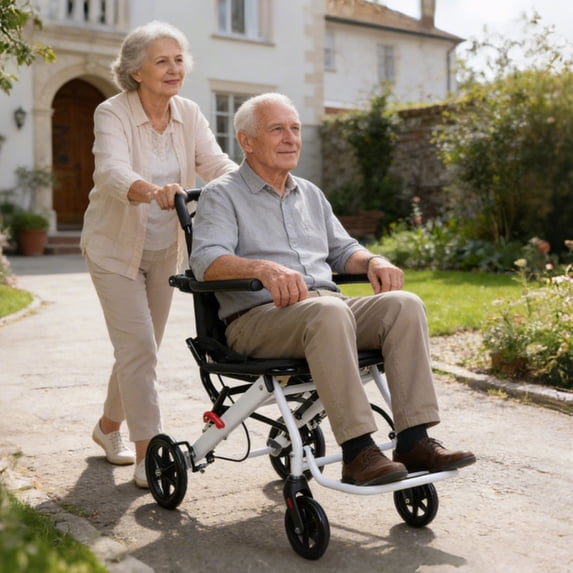 Yedigre Folding Transport Wheelchair for Adults - Wide Comfort Seat ...